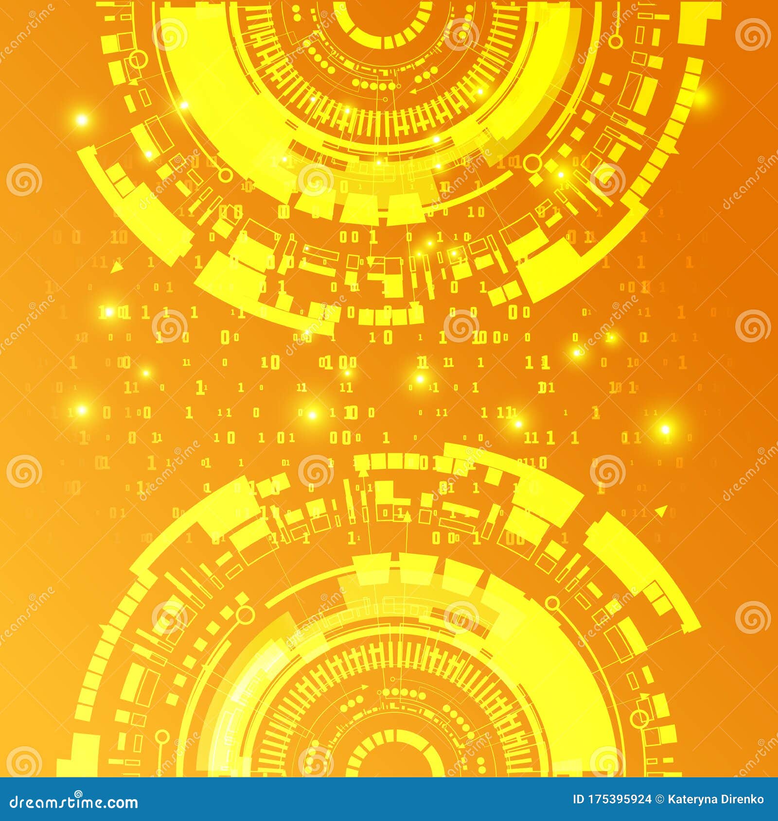 Abstract Yellow Technology Background Binary Computer Code Programming Coding Hacker Concept