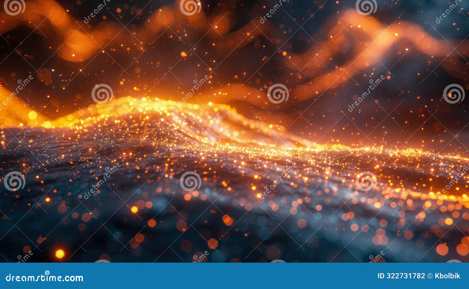 An Abstract Yellow Wave Background with Glowing Particles and Lines ...