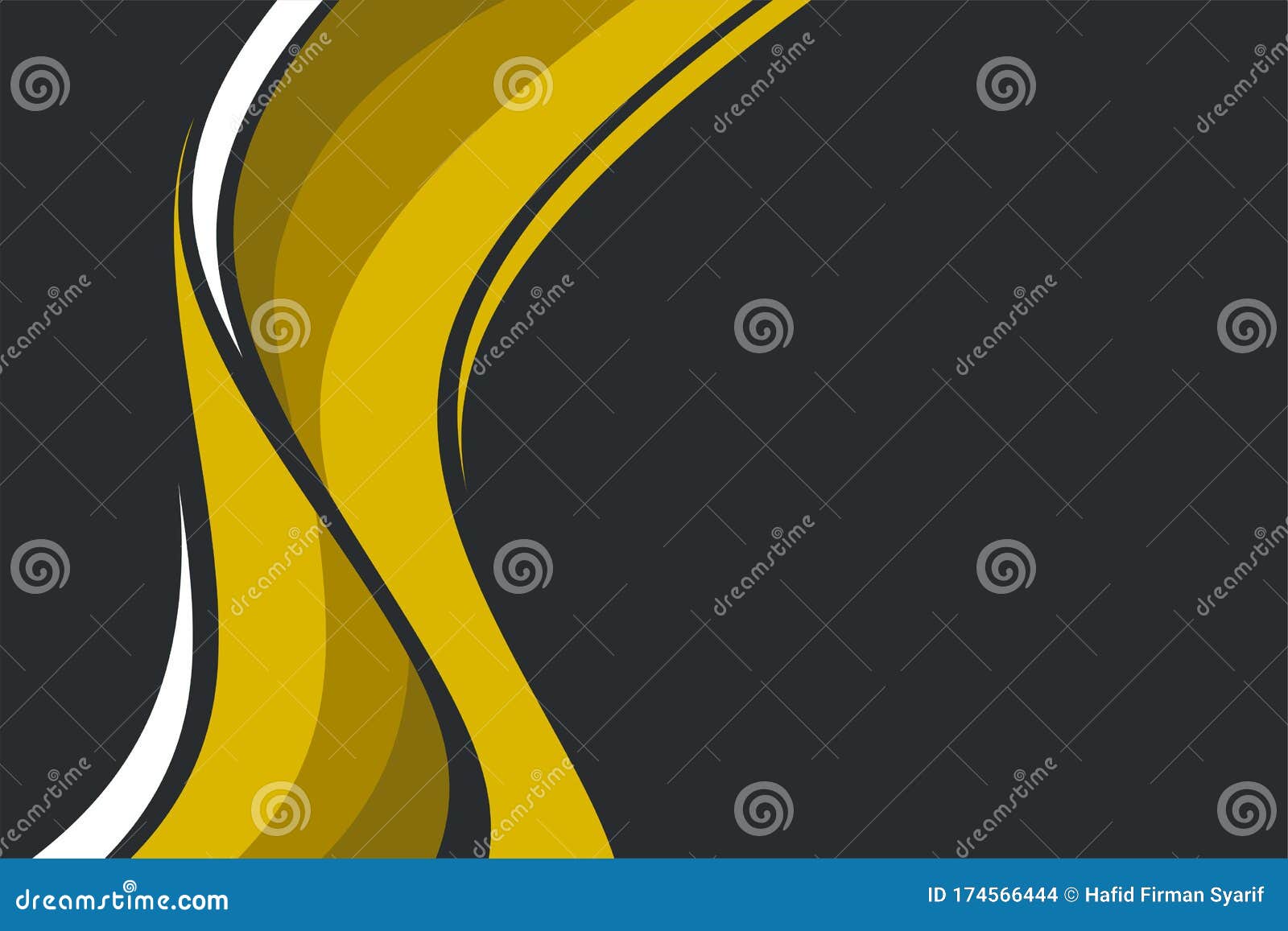 Abstract Yellow Wave Shape on Black Background Template Vector Stock ...