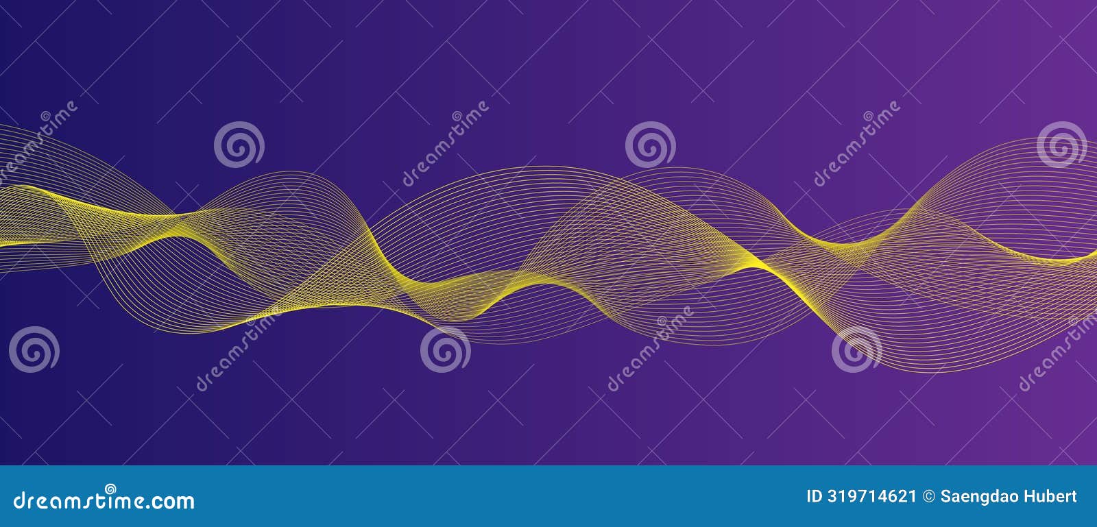 Abstract Yellow Wavy Line Art Element on a Purple Background Stock ...