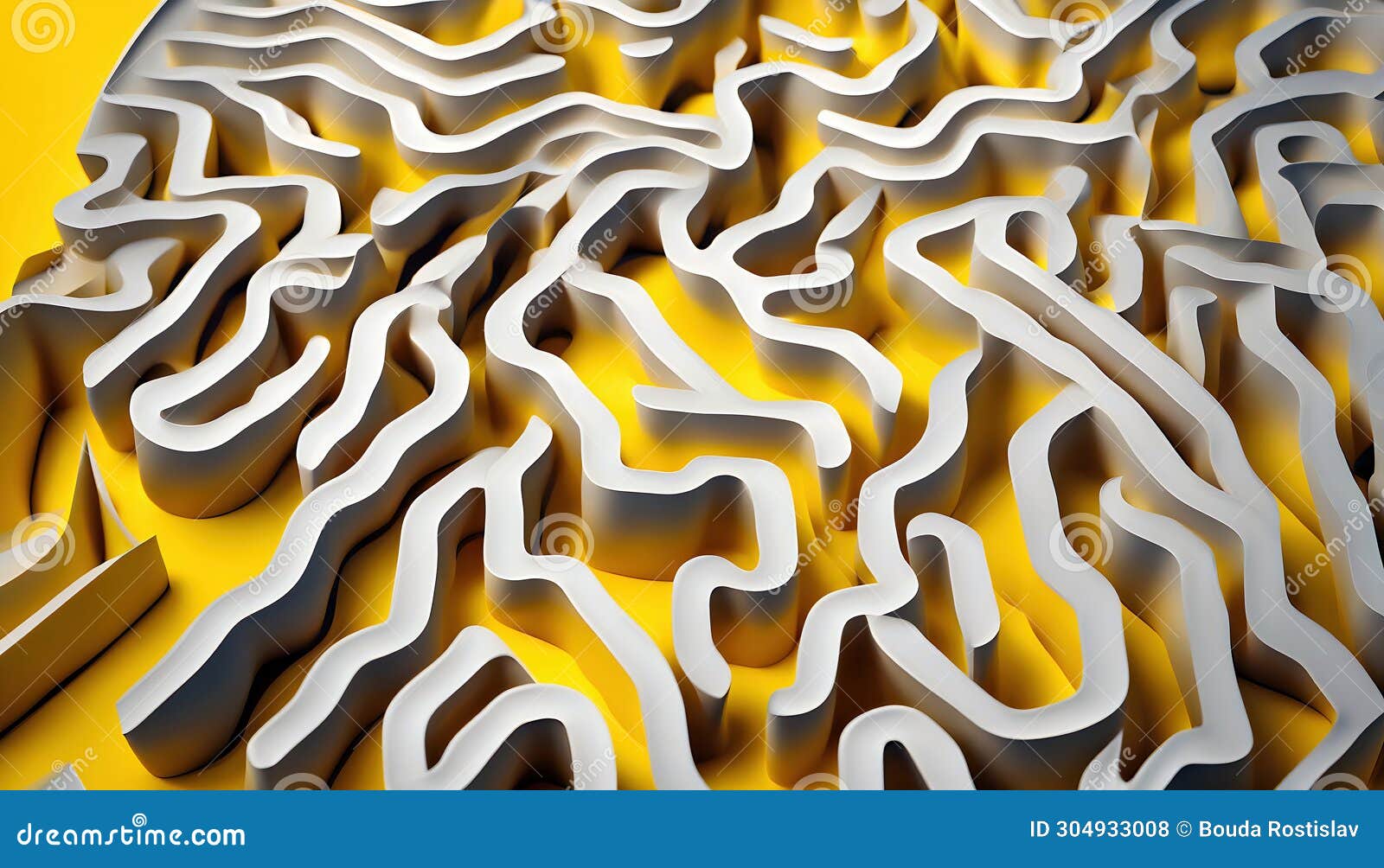 Abstract Yellow and White Maze Design Stock Photo - Image of walls ...