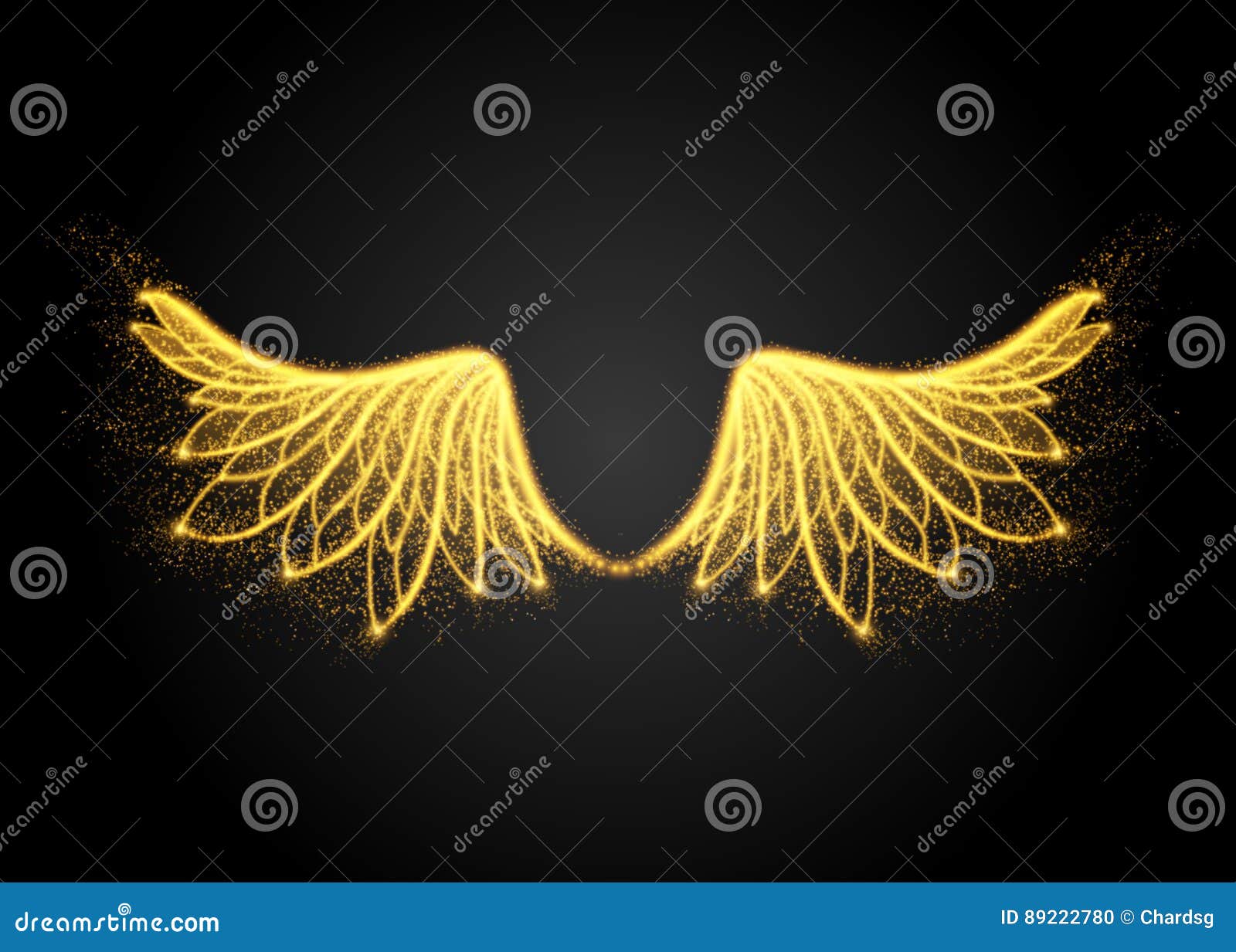 Abstract Yellow Wings, from Lights. Vector Illustration. Stock Vector ...