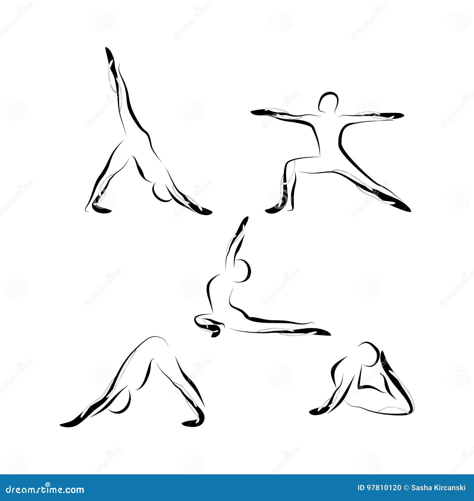 Abstract yoga poses stock vector. Illustration of icon - 97810120
