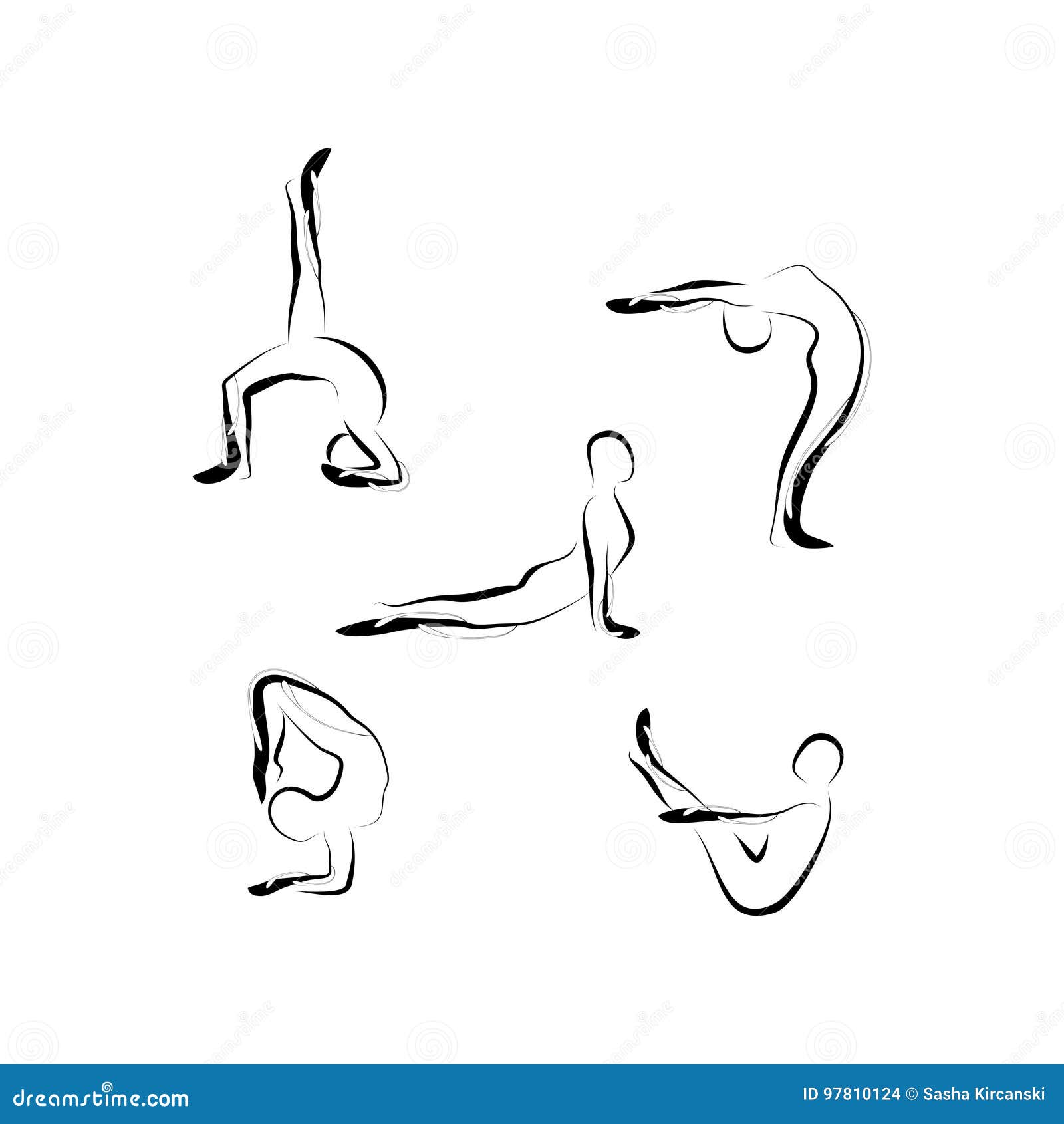 Abstract yoga poses stock vector. Illustration of person - 97810124