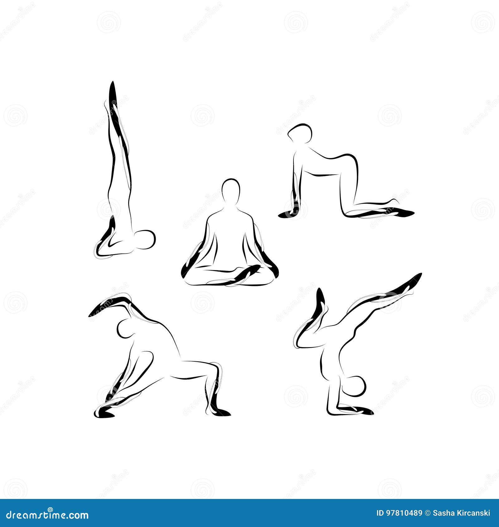 Abstract yoga poses stock vector. Illustration of people - 97810489