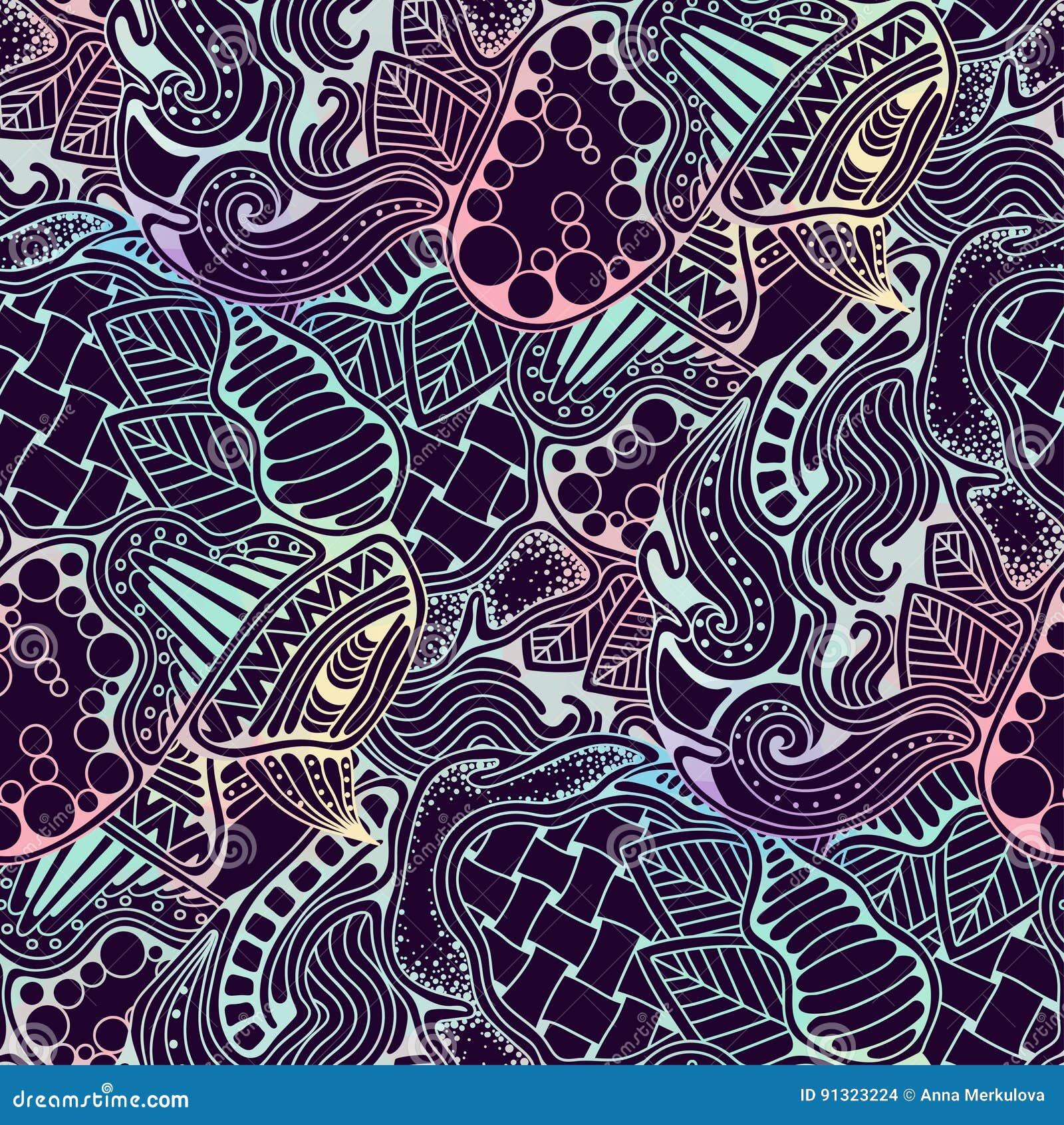 Abstract Zen Art Doodle Native Seamless Pattern. Stock Vector ...