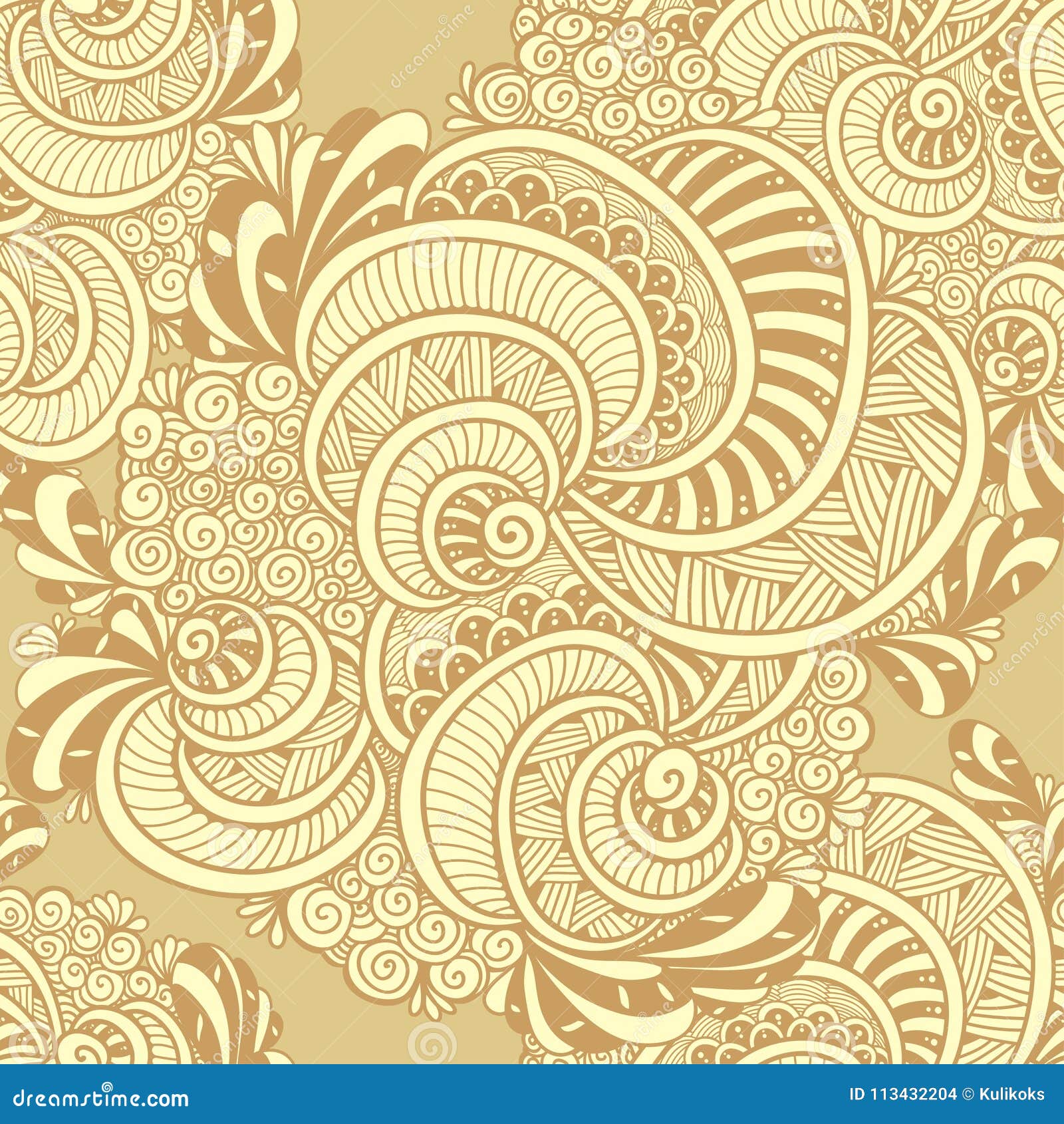 Abstract Zen Tangle Zen Doodle Marine Seamless Pattern Beige Stock ...