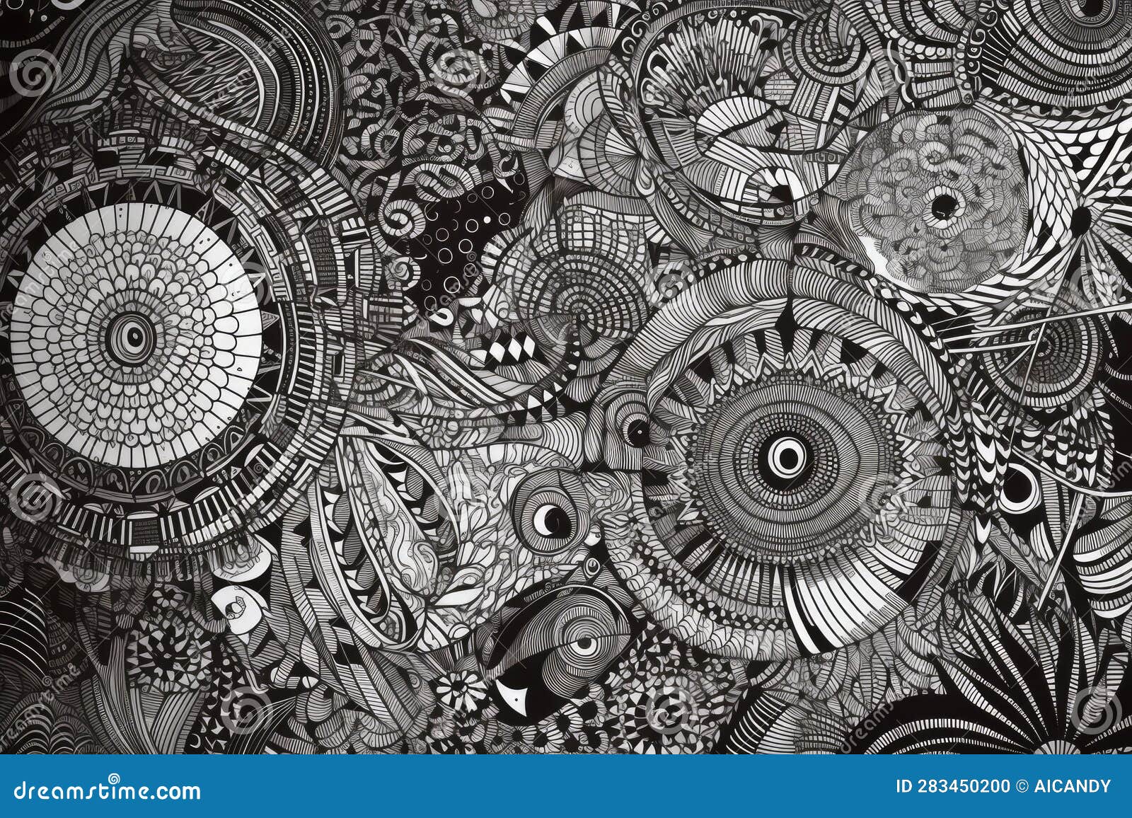 Abstract Zentangle Design Featuring Intricate Patterns and Shapes in ...