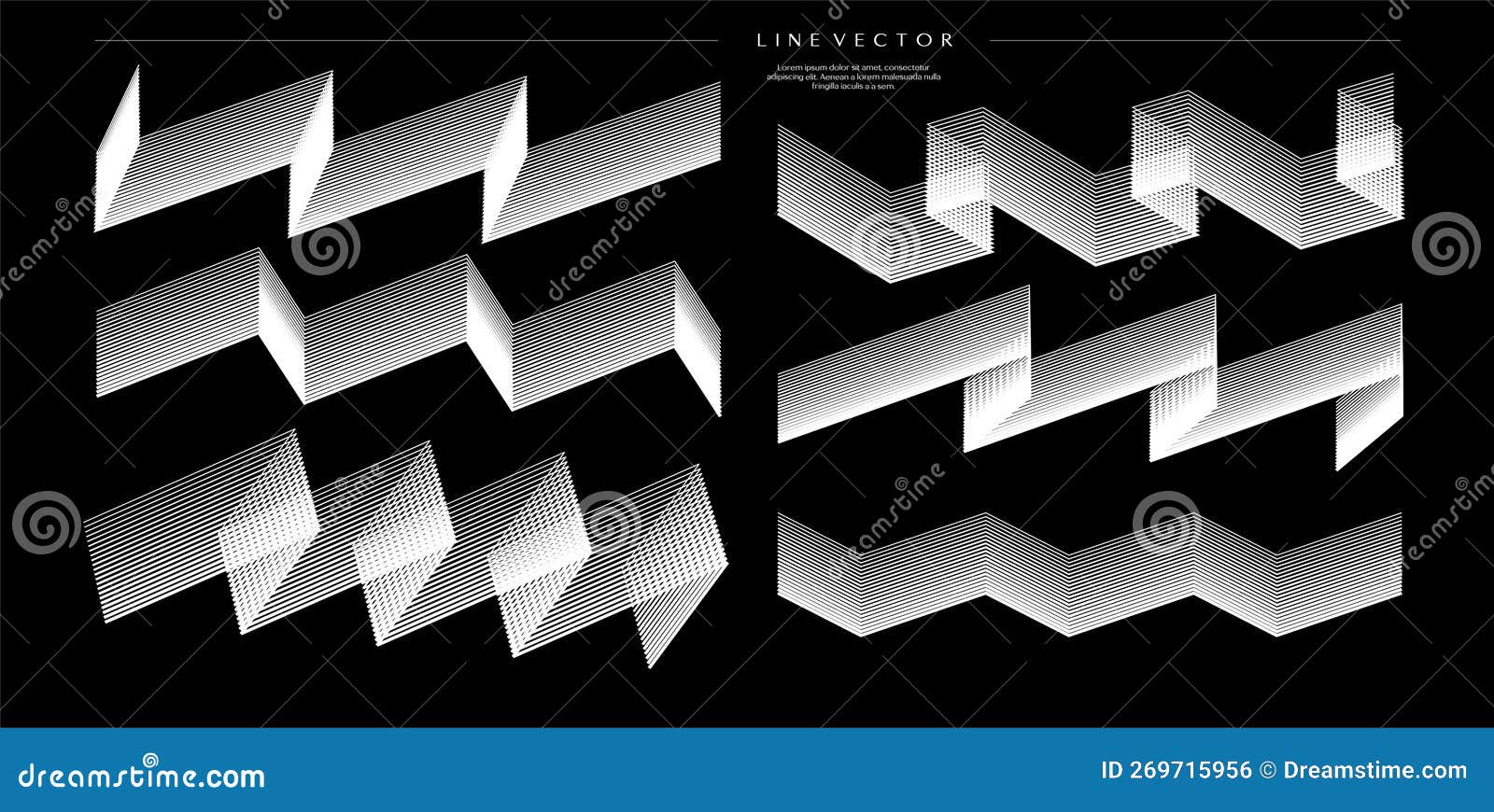 Abstract Zig Zag Wave Line Design Template Set. Modern Amplitude Sharp ...