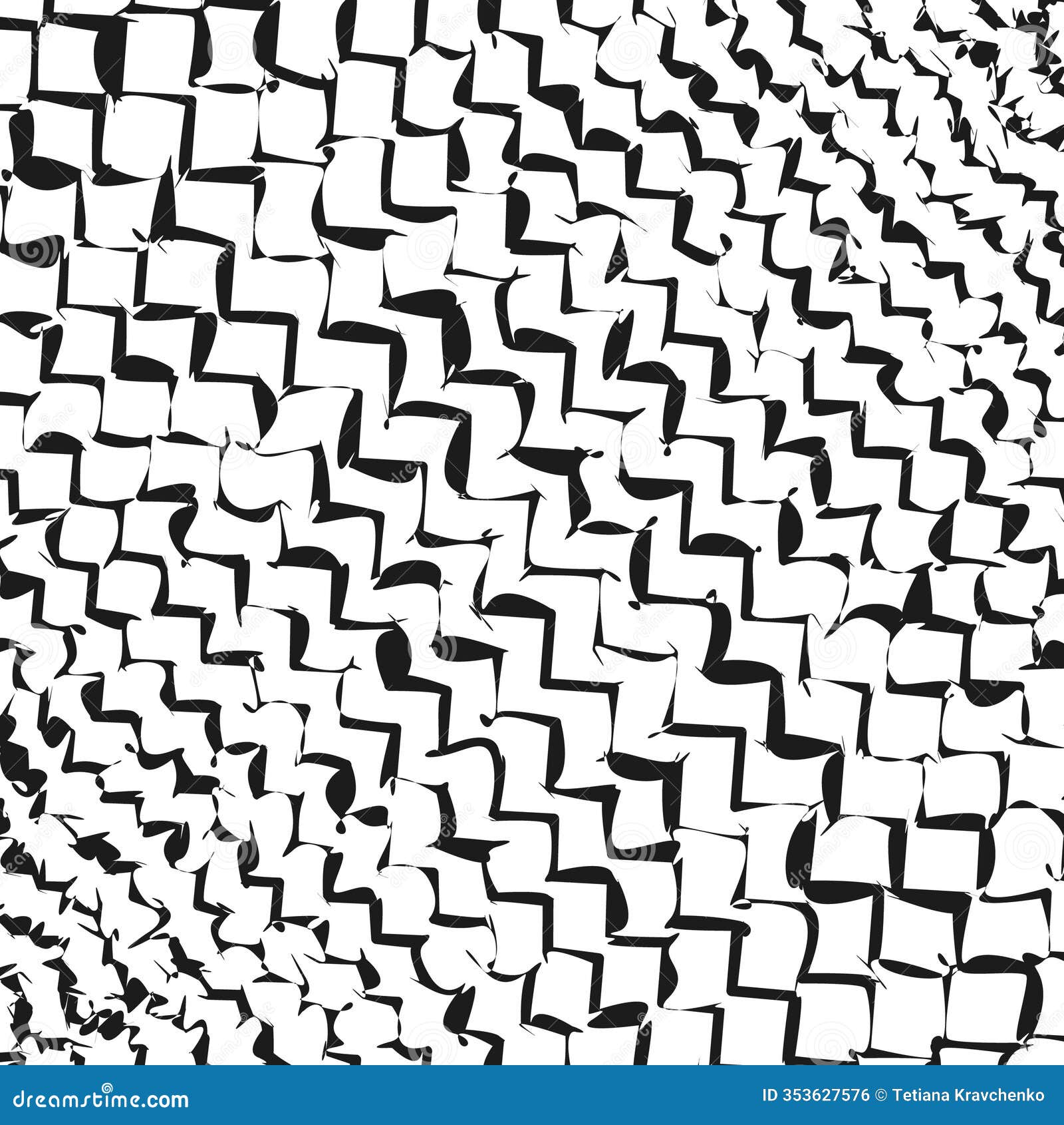 Abstract Zigzag Pattern. Distorted Texture Vector. Black White Graphic. Dynamic Irregular Shapes ...