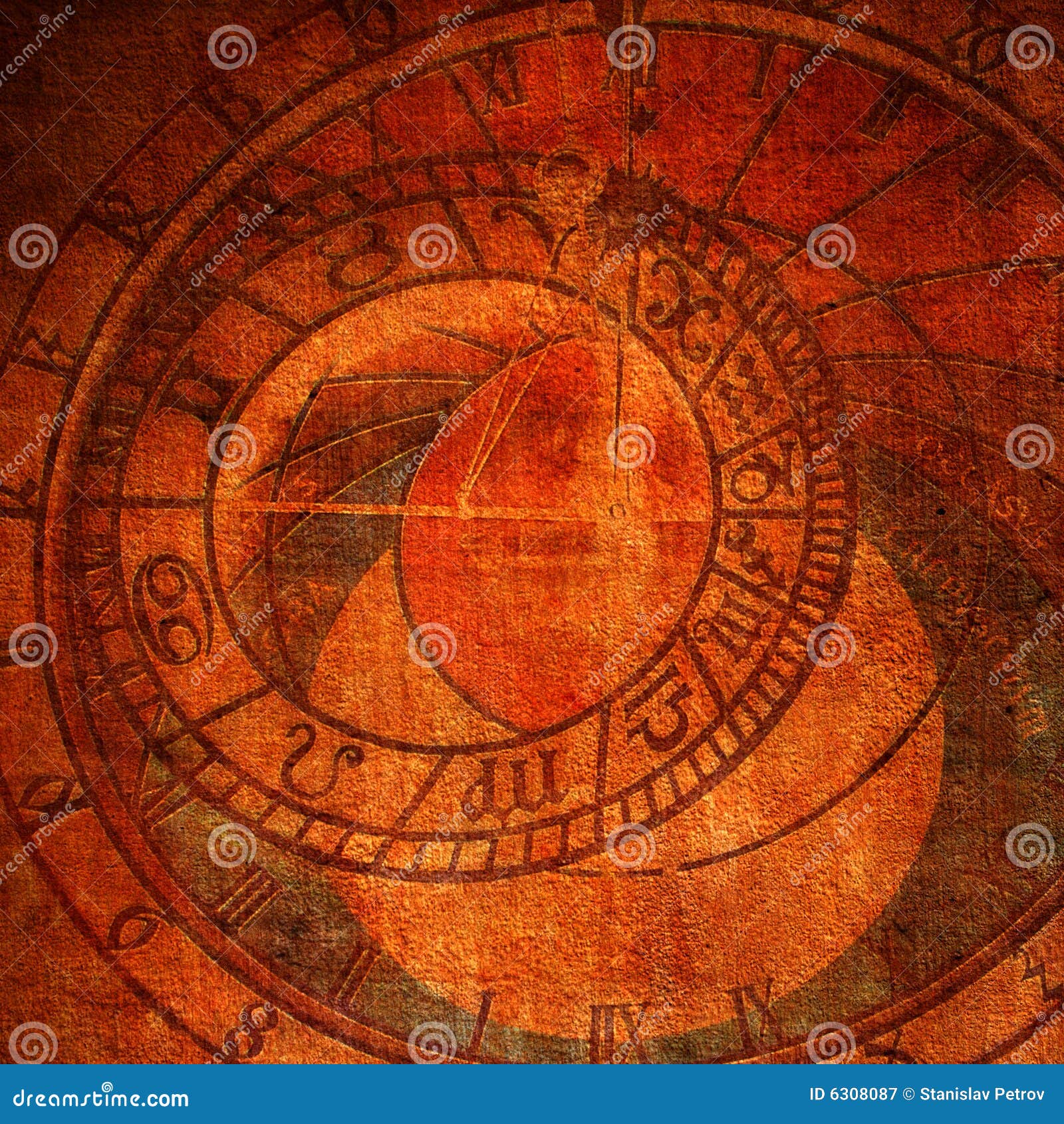 Abstract zodiac clock stock illustration. Illustration of effect - 6308087