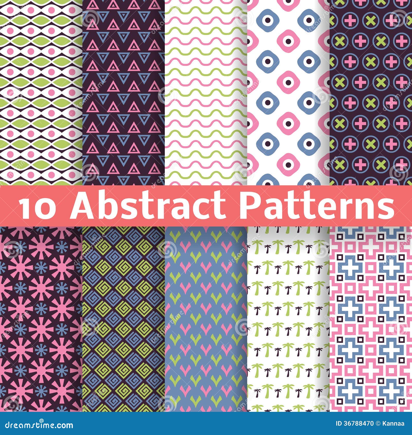 Abstracte Patronen. Reeks Van Vector Naadloos Vector Illustratie ...