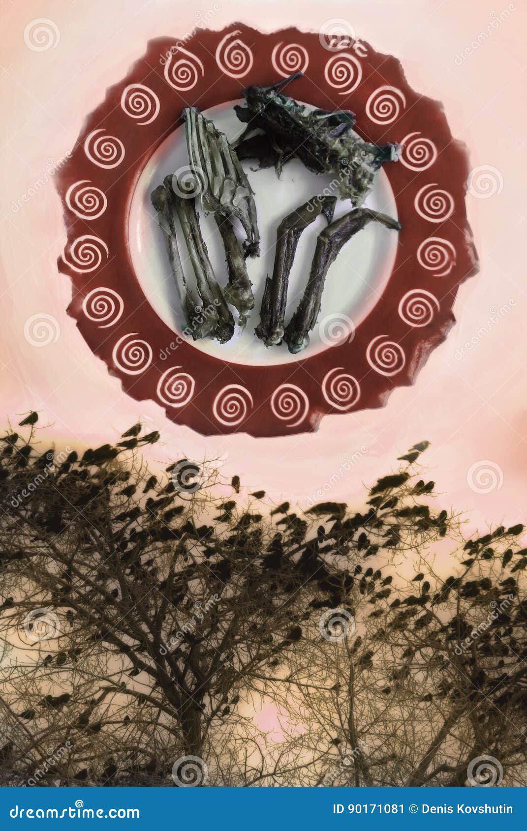 Abstraction. Birds and Bones. Bird-god. Stock Image - Image of birdgod ...