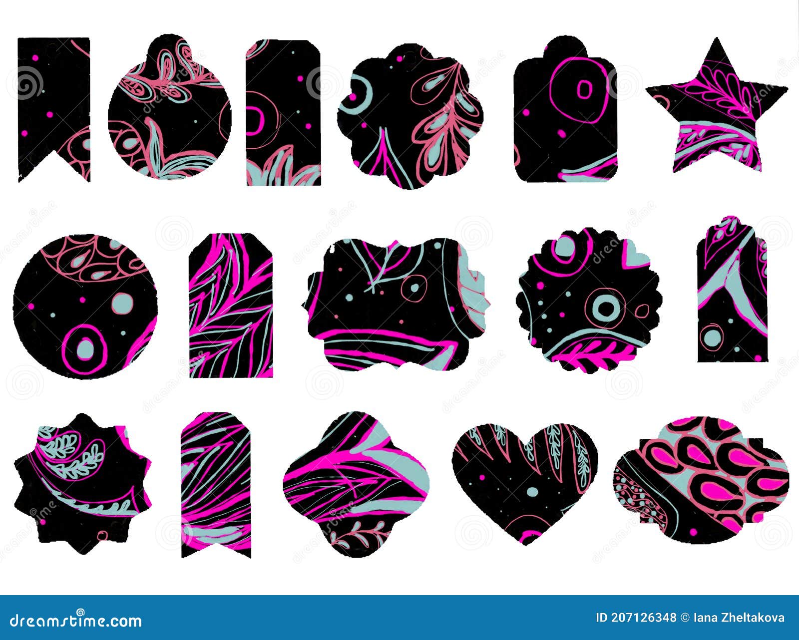 Gift Tag And Lables. Set Of Gift Tag, Pale Pink, Pale Red, Pale Yellow ...