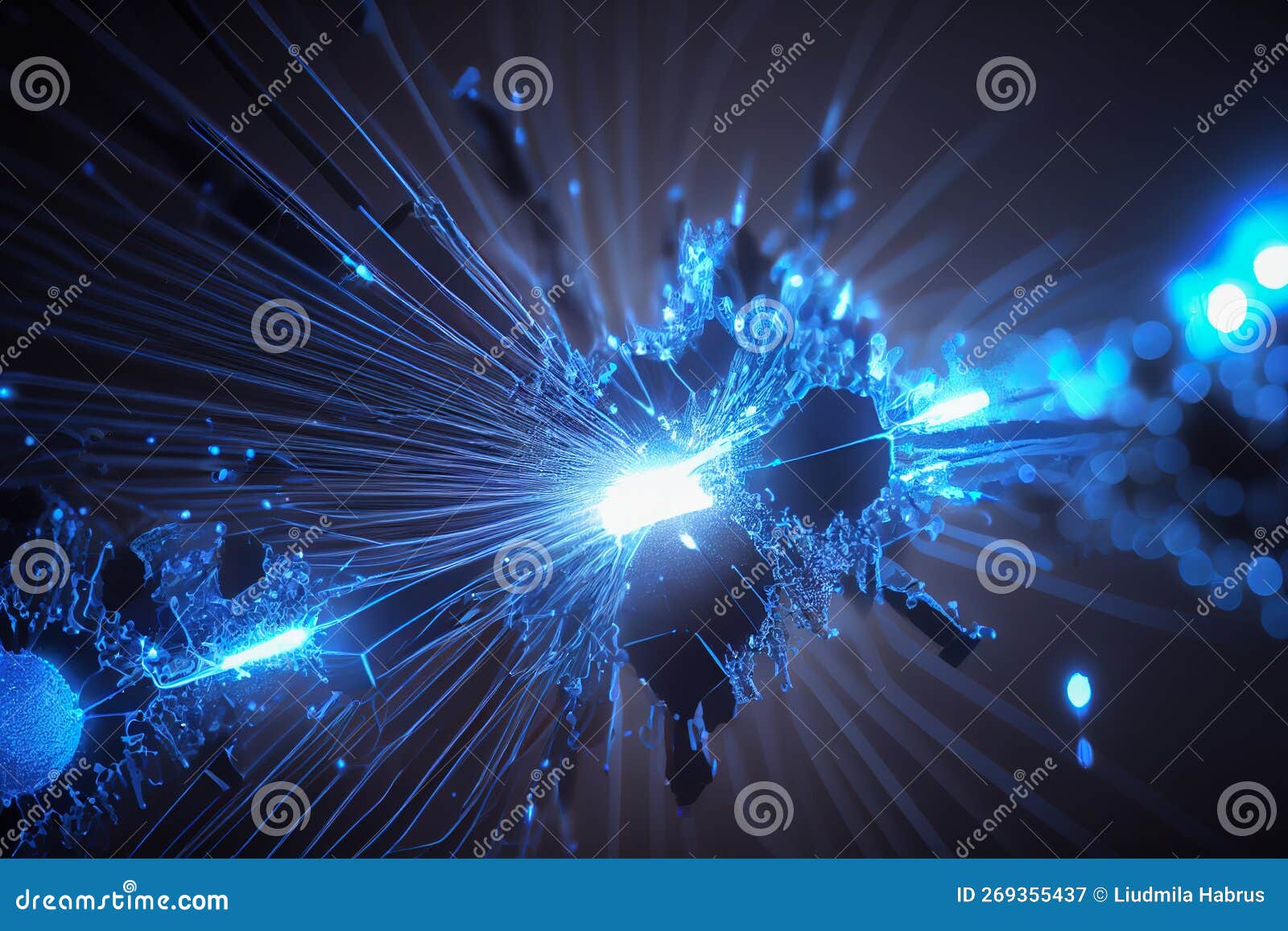 Abstraction Blue Energy Bursts Background. Generative AI Stock Image ...