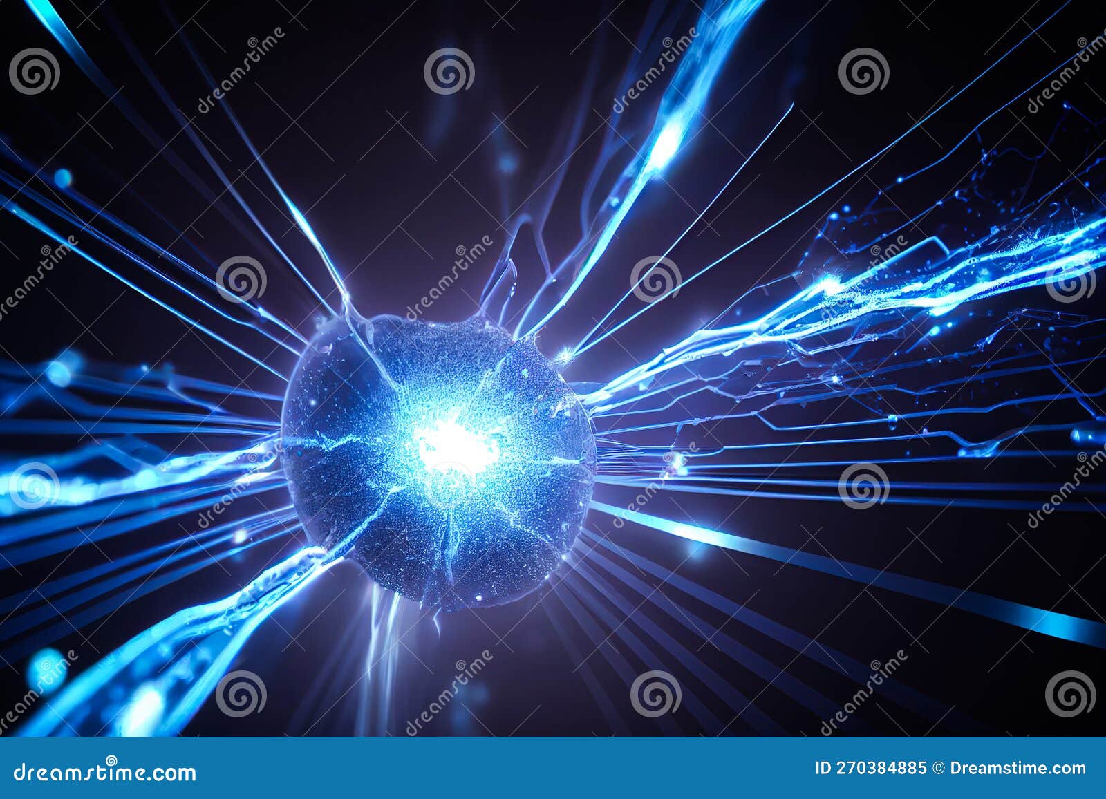 Abstraction Blue Energy Bursts Background. Generative AI Stock ...