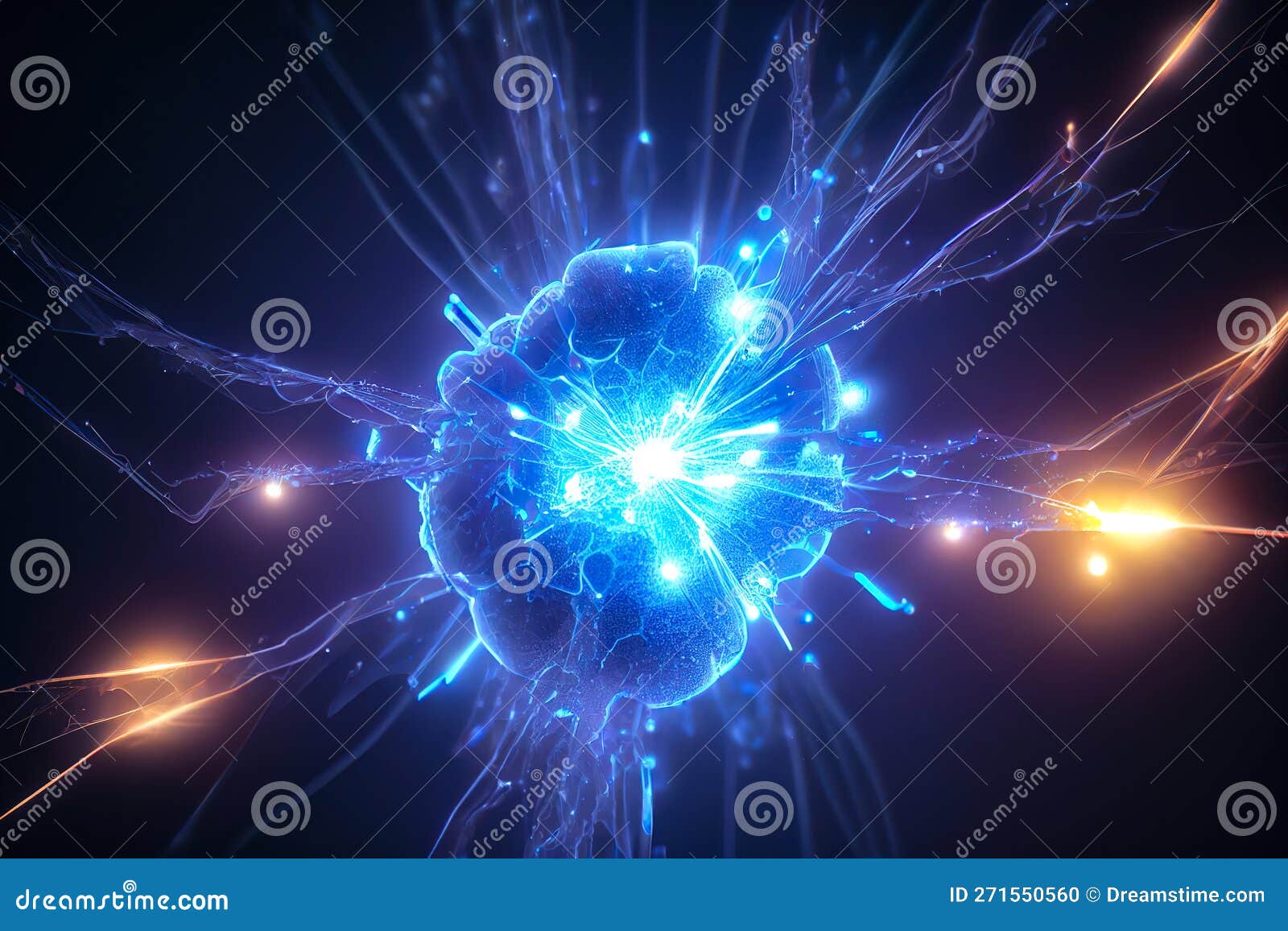 Abstraction Blue Energy Bursts Background. Generative AI Stock ...
