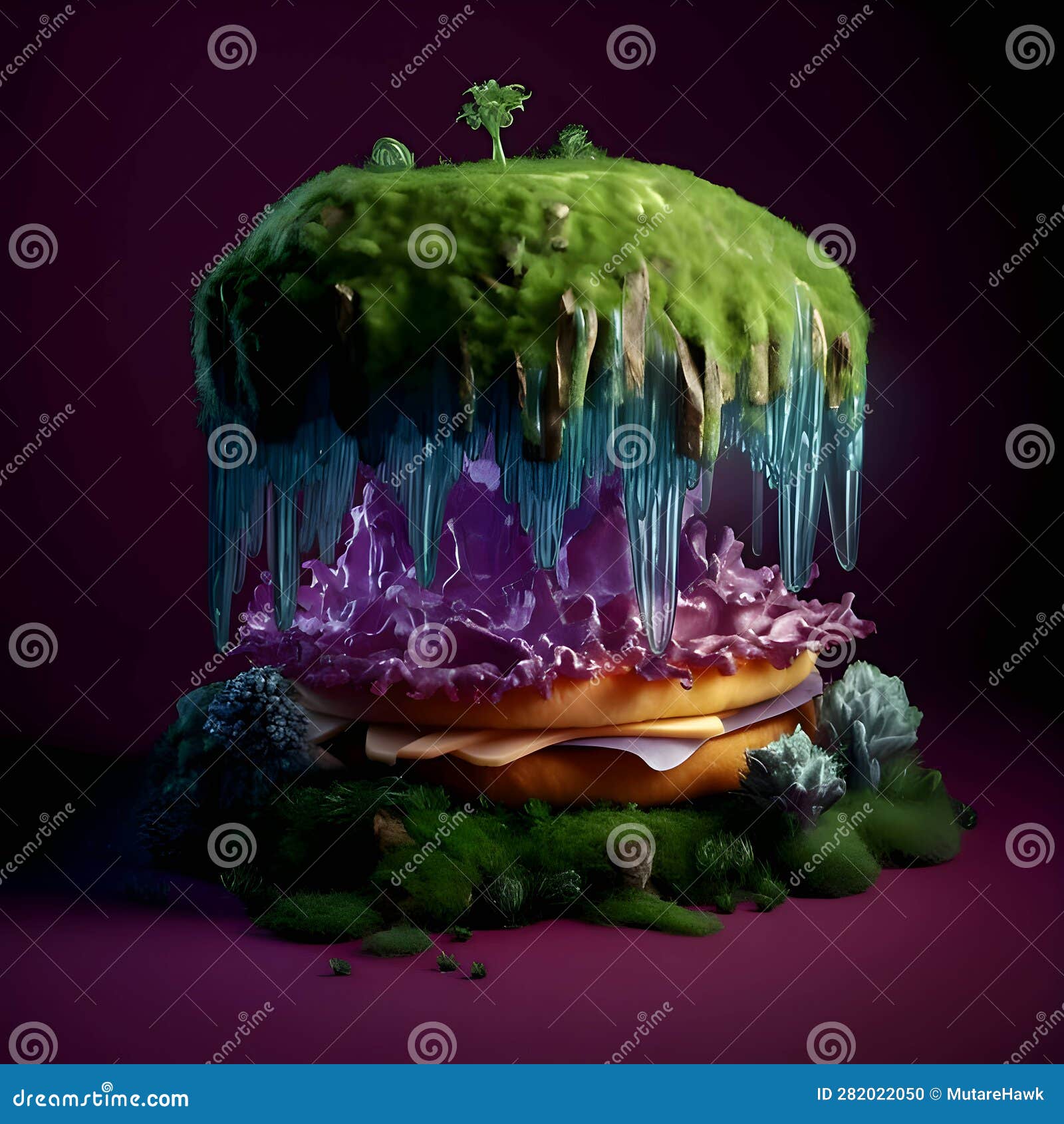 Abstraction, Burger As Mine Stock Illustration - Illustration of fried ...