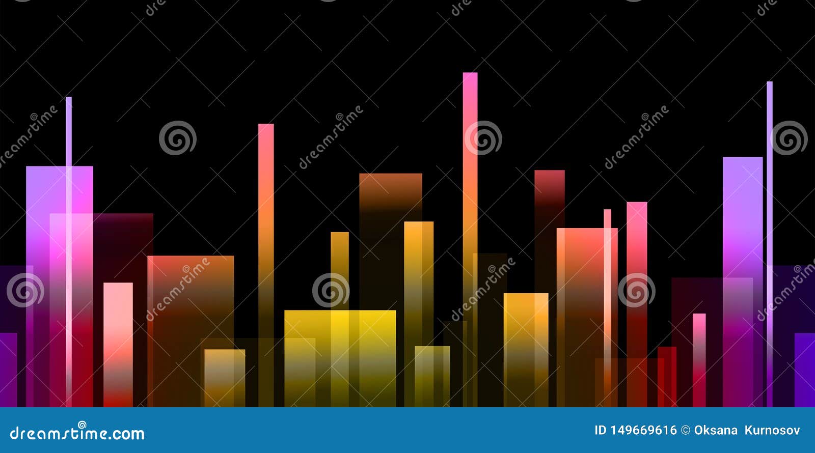 Abstraction of the City on a Dark Background with a Bright Gradient on ...