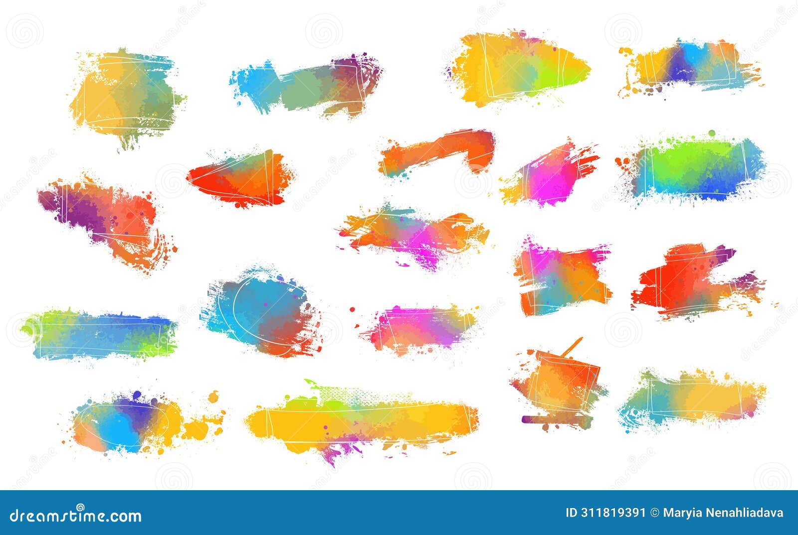 Abstraction Set Colored Blots. Hand Drawing. Not AI, Vector ...