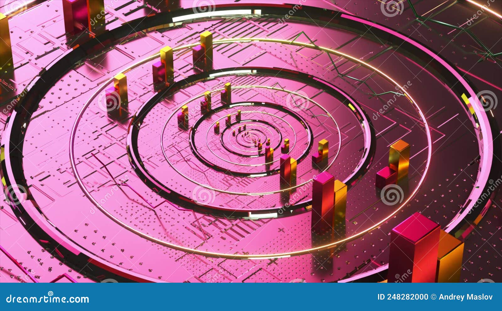 Abstraction Concept. Round Microchip. Platform. Approximation ...