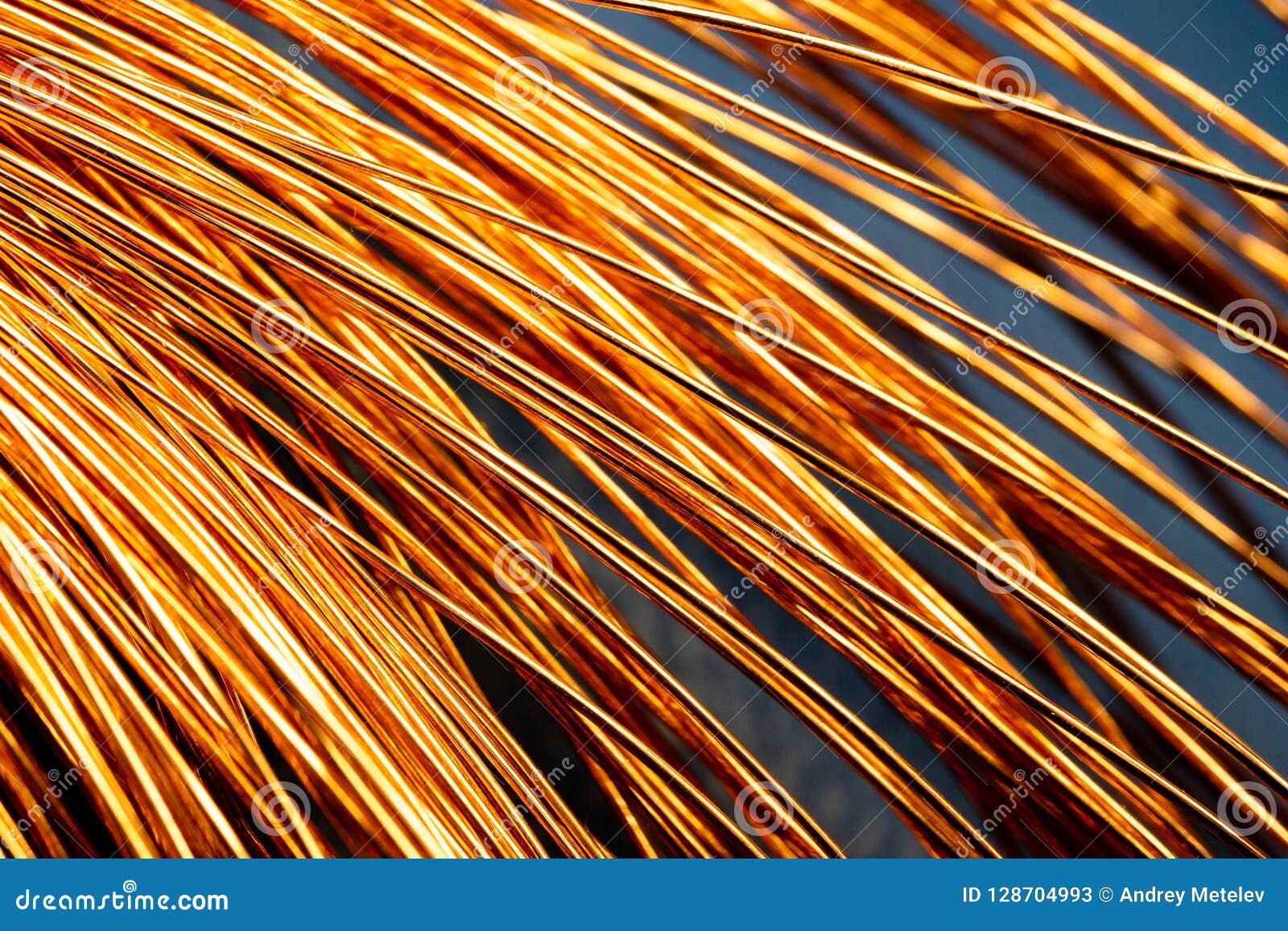 Abstraction Copper Bright Wires in a Large Number of Curved Arc Stock ...