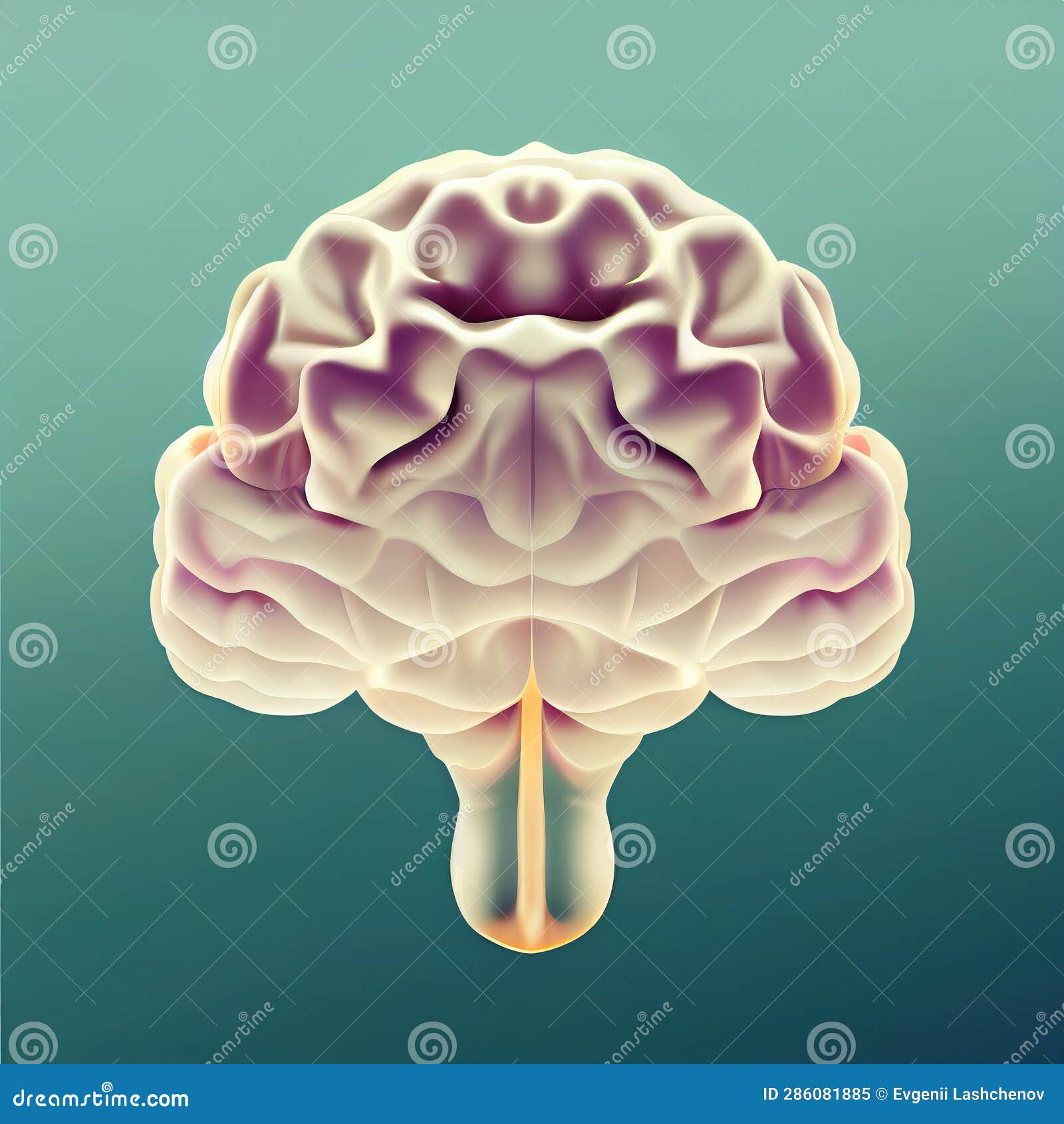 Abstraction 3d Style Drawing of a Human Brain on a Gradient Green ...