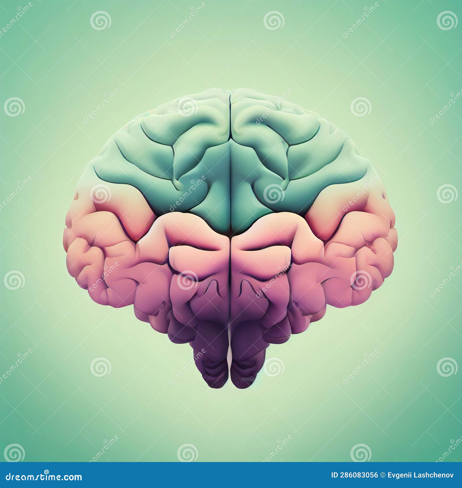 Abstraction 3d Style Drawing of a Human Brain on a Gradient Green ...