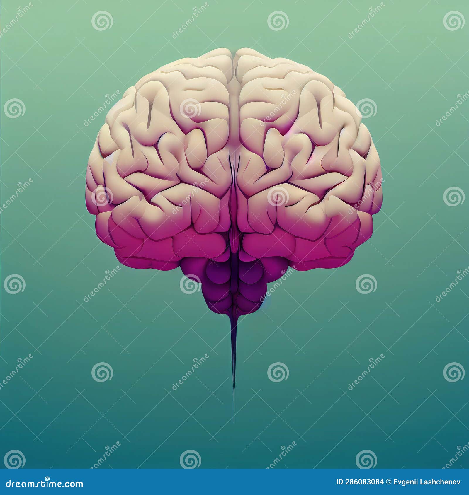 Abstraction 3d Style Drawing of a Human Brain on a Gradient Green ...
