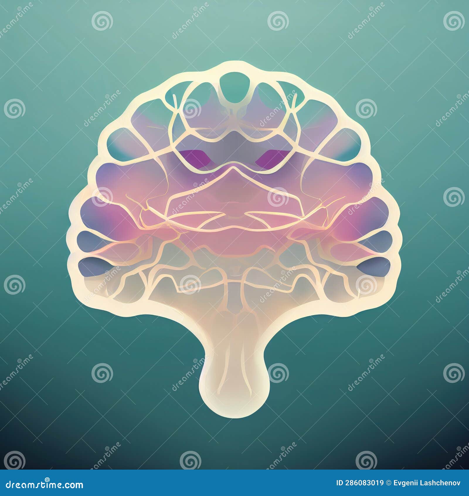Abstraction 3d Style Flat Drawing Human Brain on a Gradient Green ...