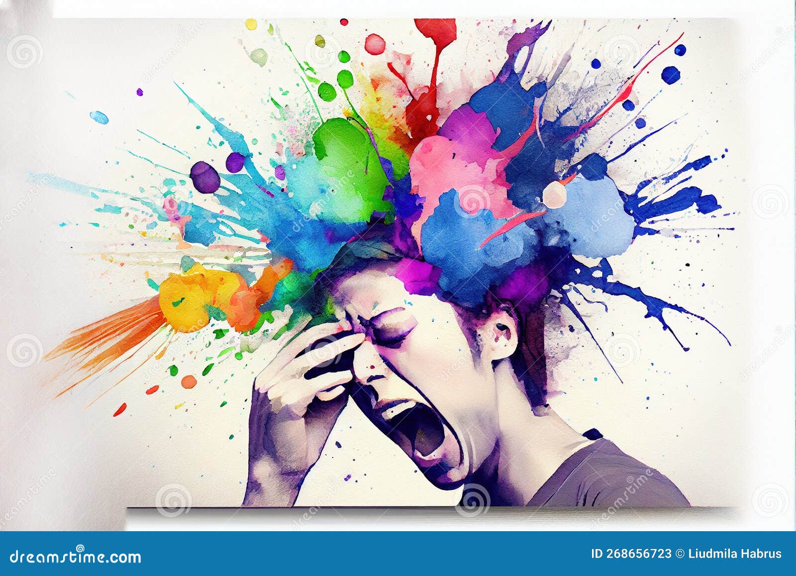 Abstraction Explosion of Colors in the Head. Creative Dead End Stock ...