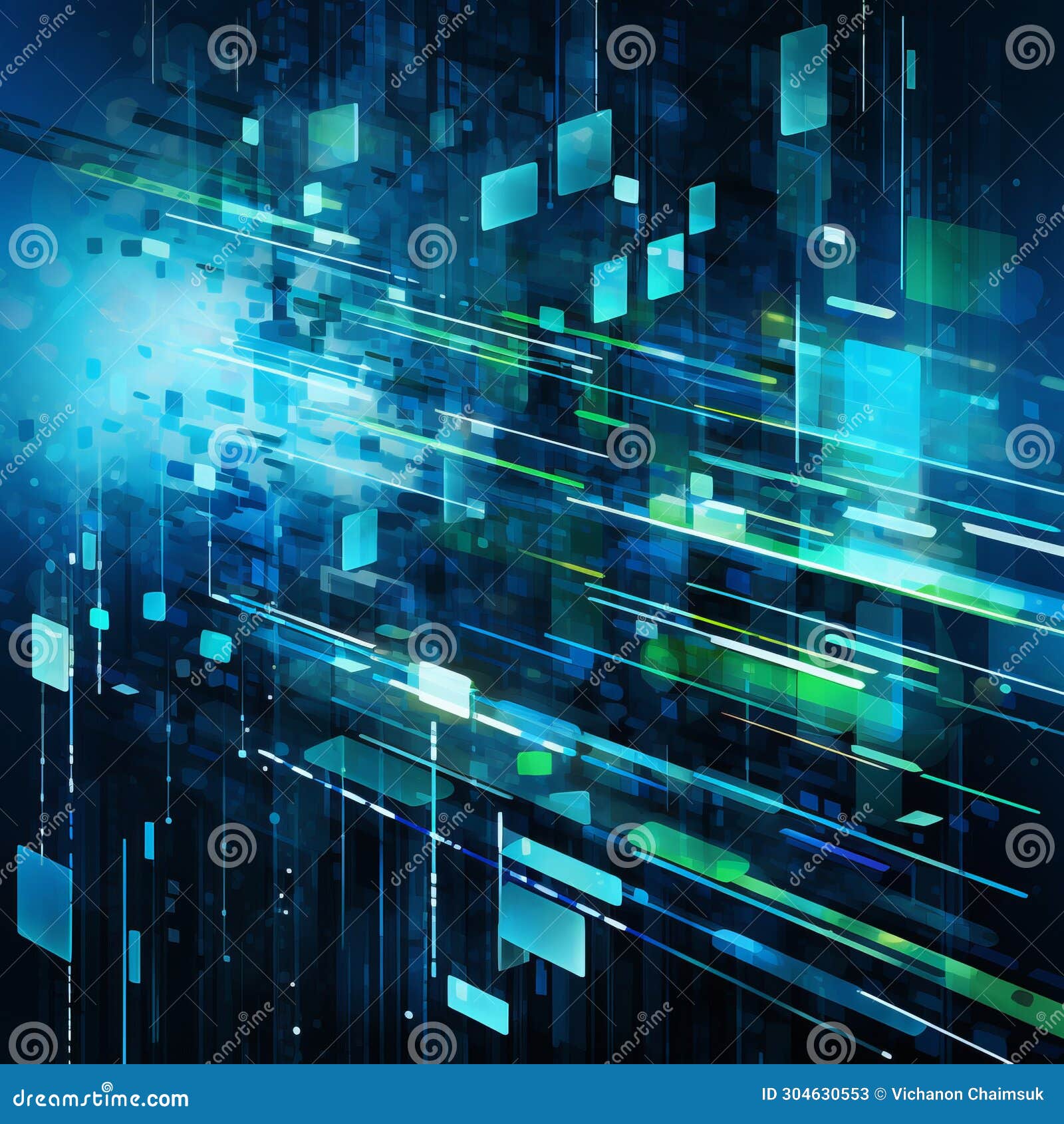 Blue Digital Technology Abstraction with Futuristic Design and 3D ...