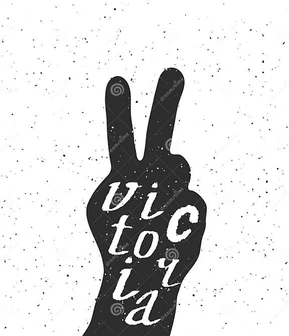 Abstraction. Hand Victoria Gesture Stock Illustration - Illustration of ...