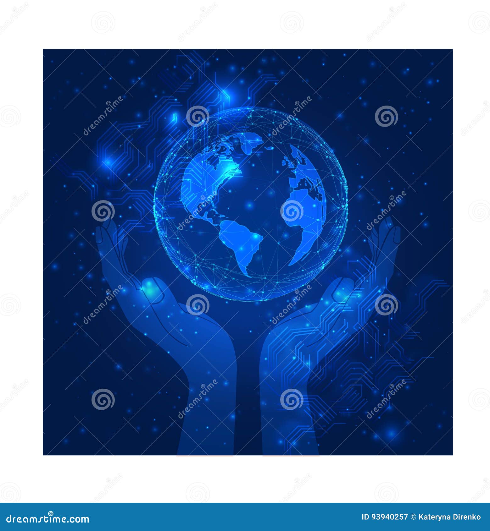 Abstraction Hands Holding the Globe Stock Illustration - Illustration ...