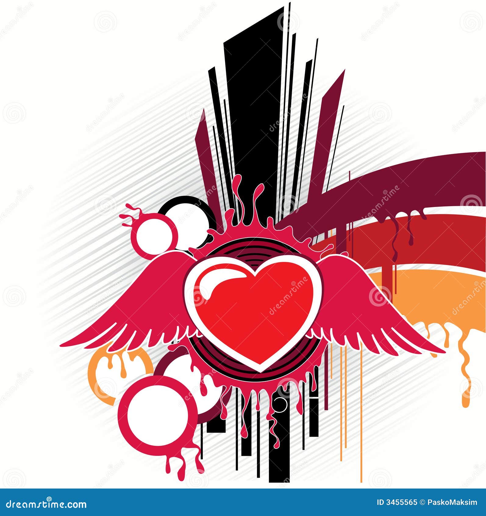 Abstraction with Heart Artwork Stock Vector - Illustration of coloured ...