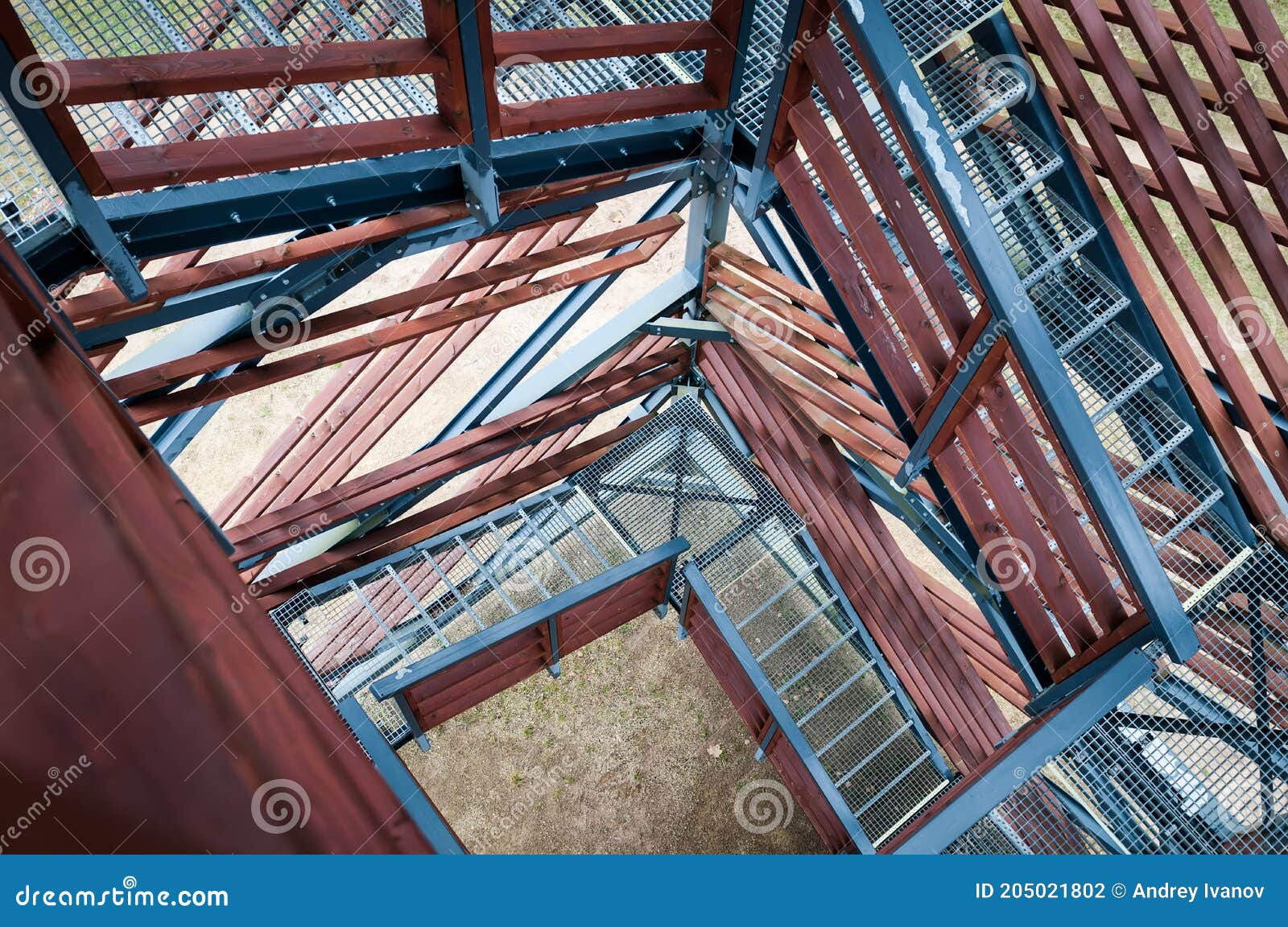 Abstraction of a High-rise Structure. Stairs of the Observation Deck ...