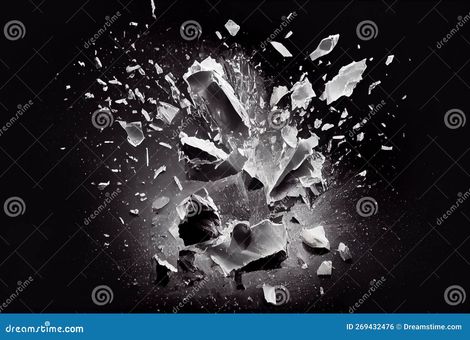 Abstraction Ice Explosion on Black Background. 3d Illustration Stock ...