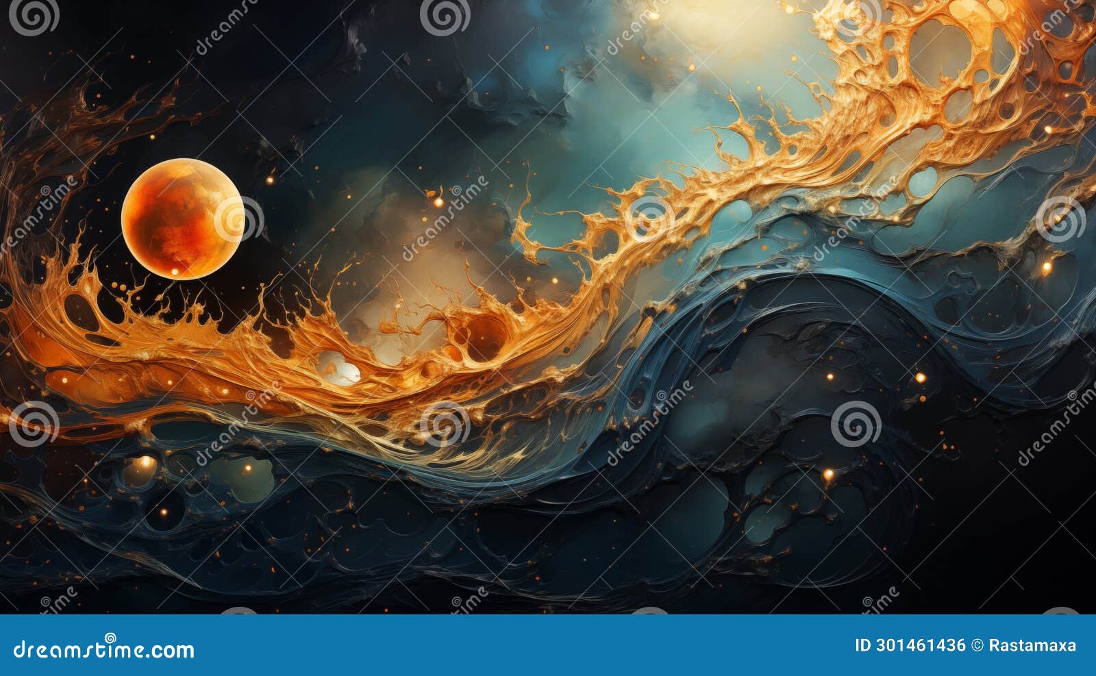 Abstraction of Liquid Metals in Space, Rainbow Colors, AI Generate ...