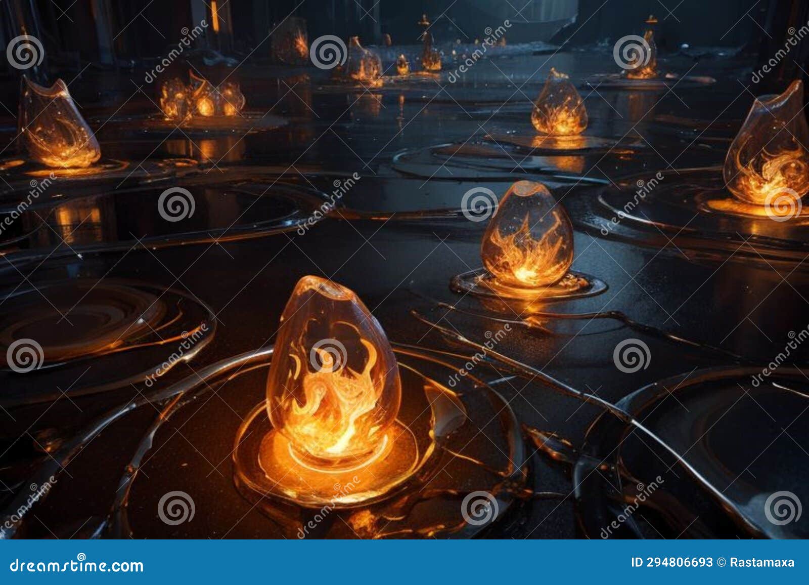 Abstraction of Molten Glass Flows Over Stones, AI Generation Stock ...