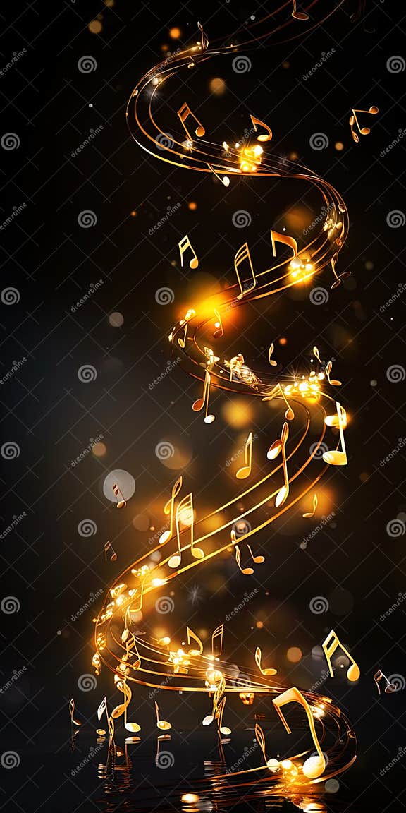 Abstraction of Musical Notes Flying in the Air, Creating Harmony Stock ...