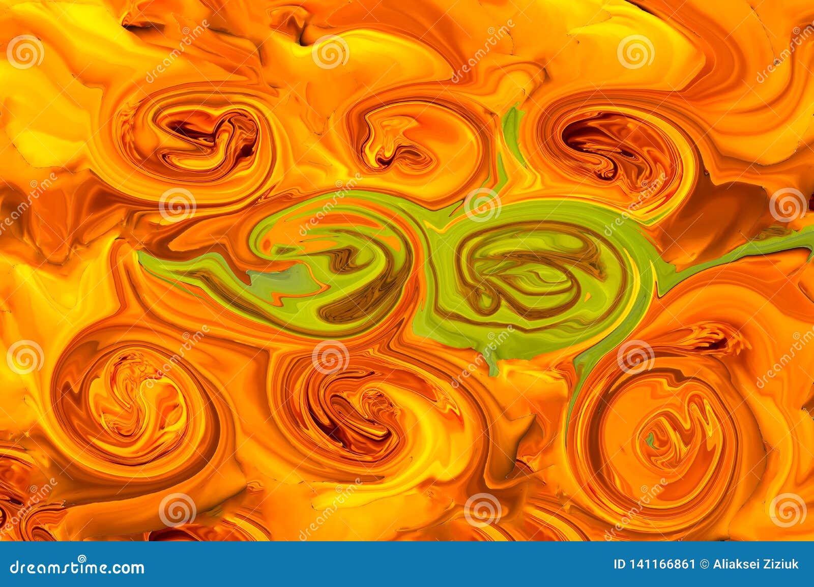 Abstraction Pattern, Orange Twists with Greens Stock Illustration ...
