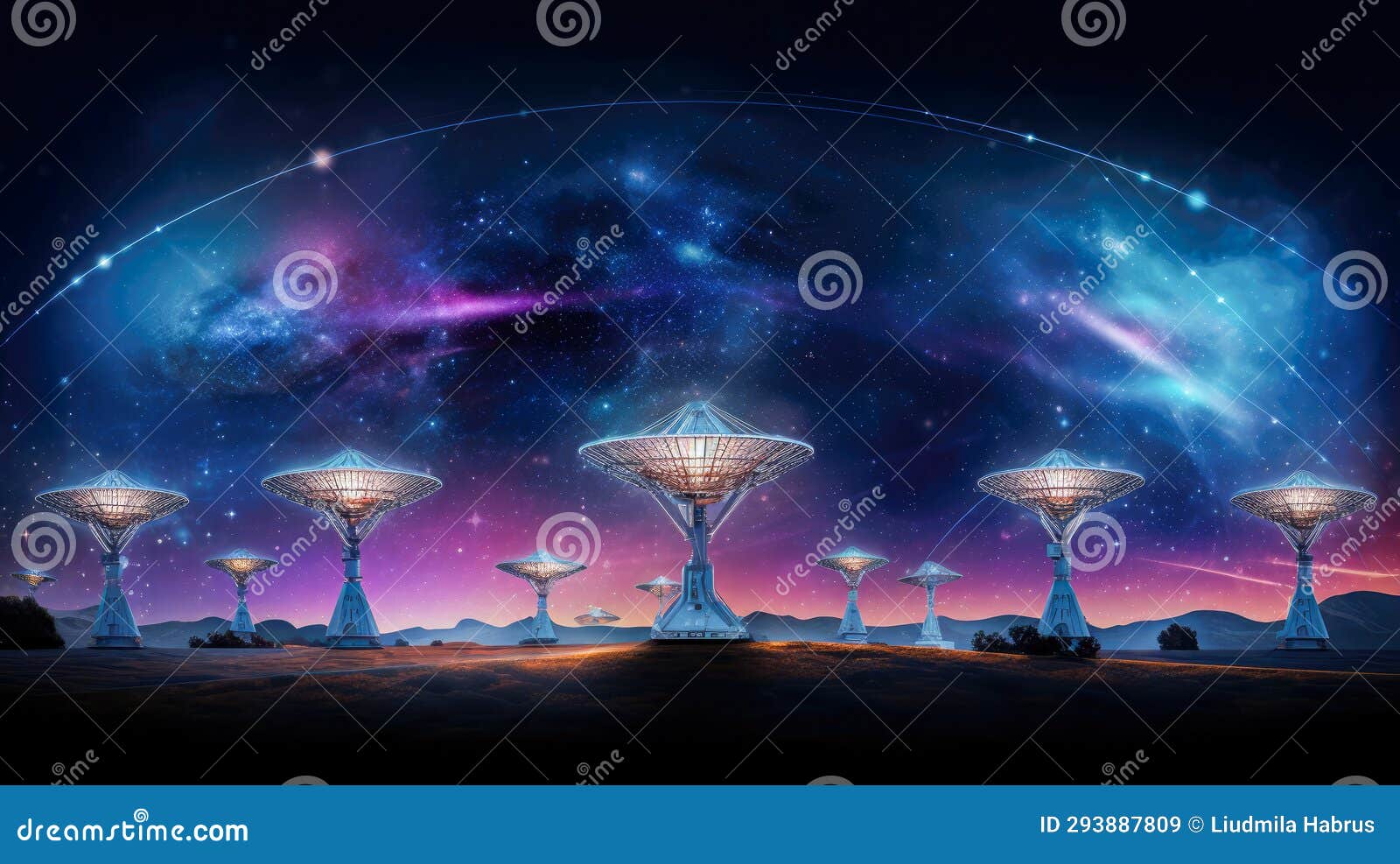 Abstraction Radio Telescopes Study the Universe. Science Concept Stock ...