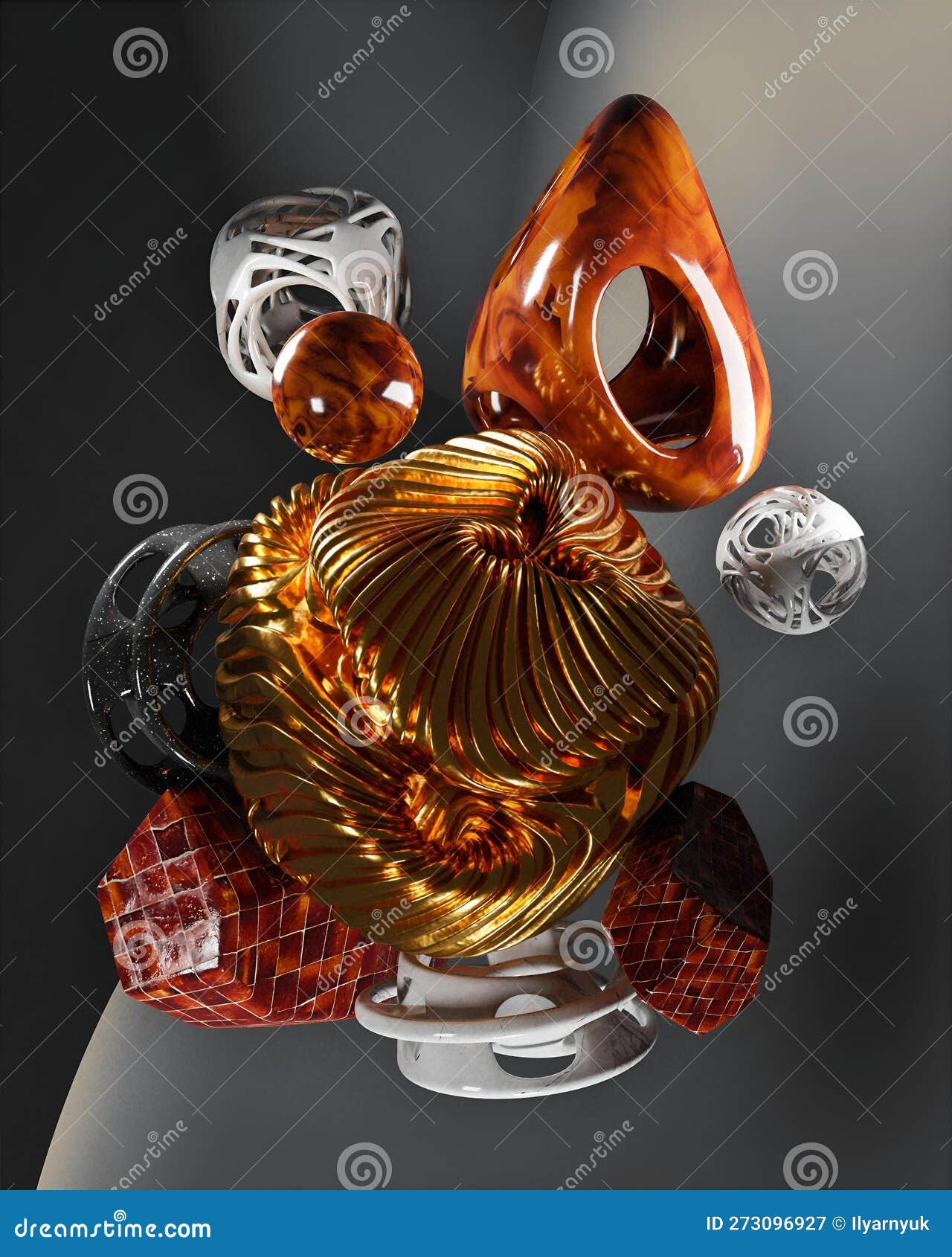 Abstraction Render, 3d Illustration, Geometric Shapes Concept Stock ...