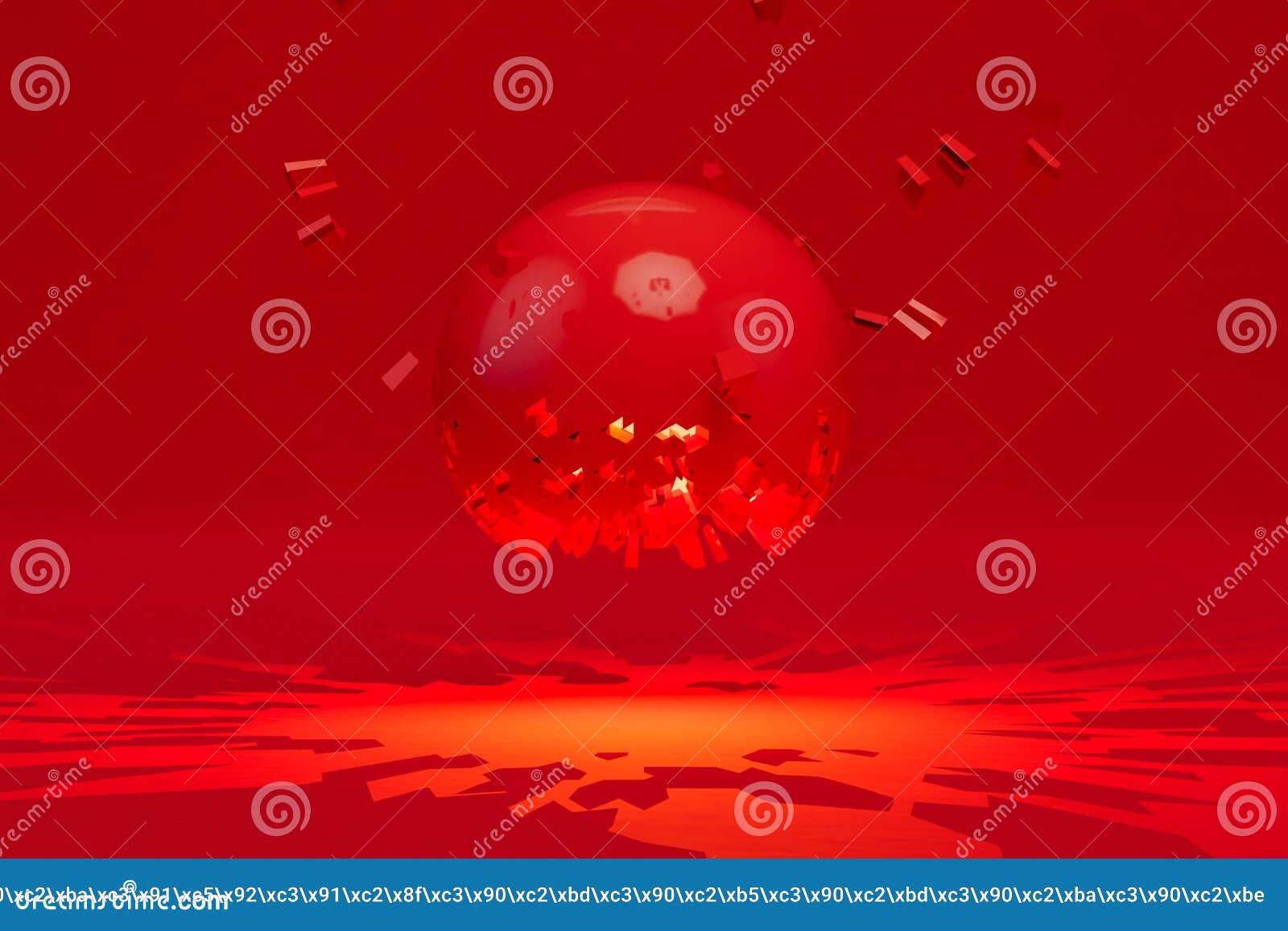 An Abstraction of a Scattering Sphere of Red on a Red Background. 3D ...