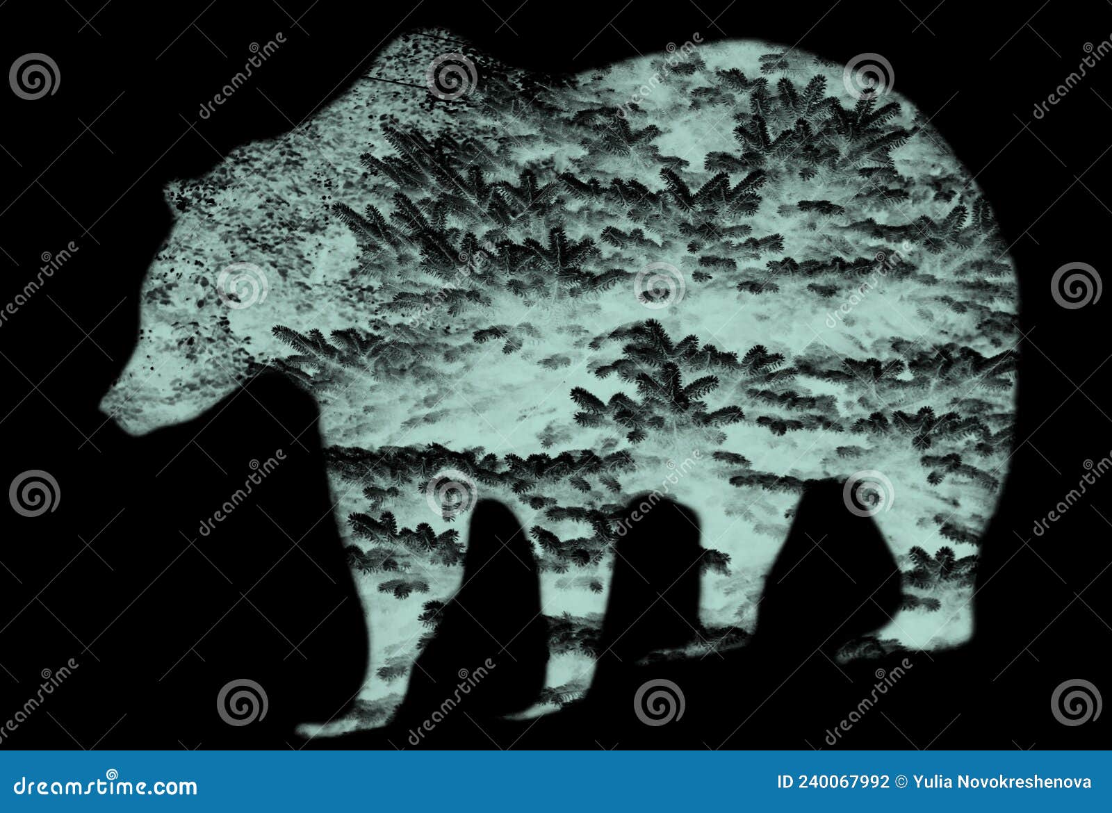 Silhouette of a Brown Bear, Negative Stock Illustration - Illustration ...