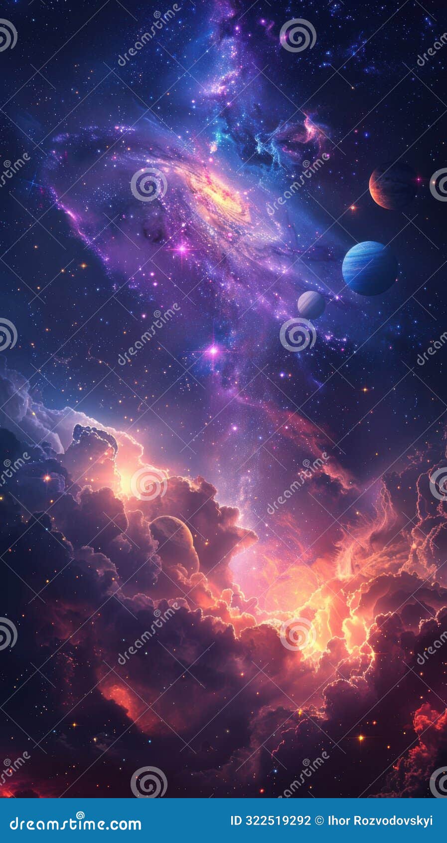 Abstraction of Solar System Galaxy, Star and Planet. Stock Photo ...