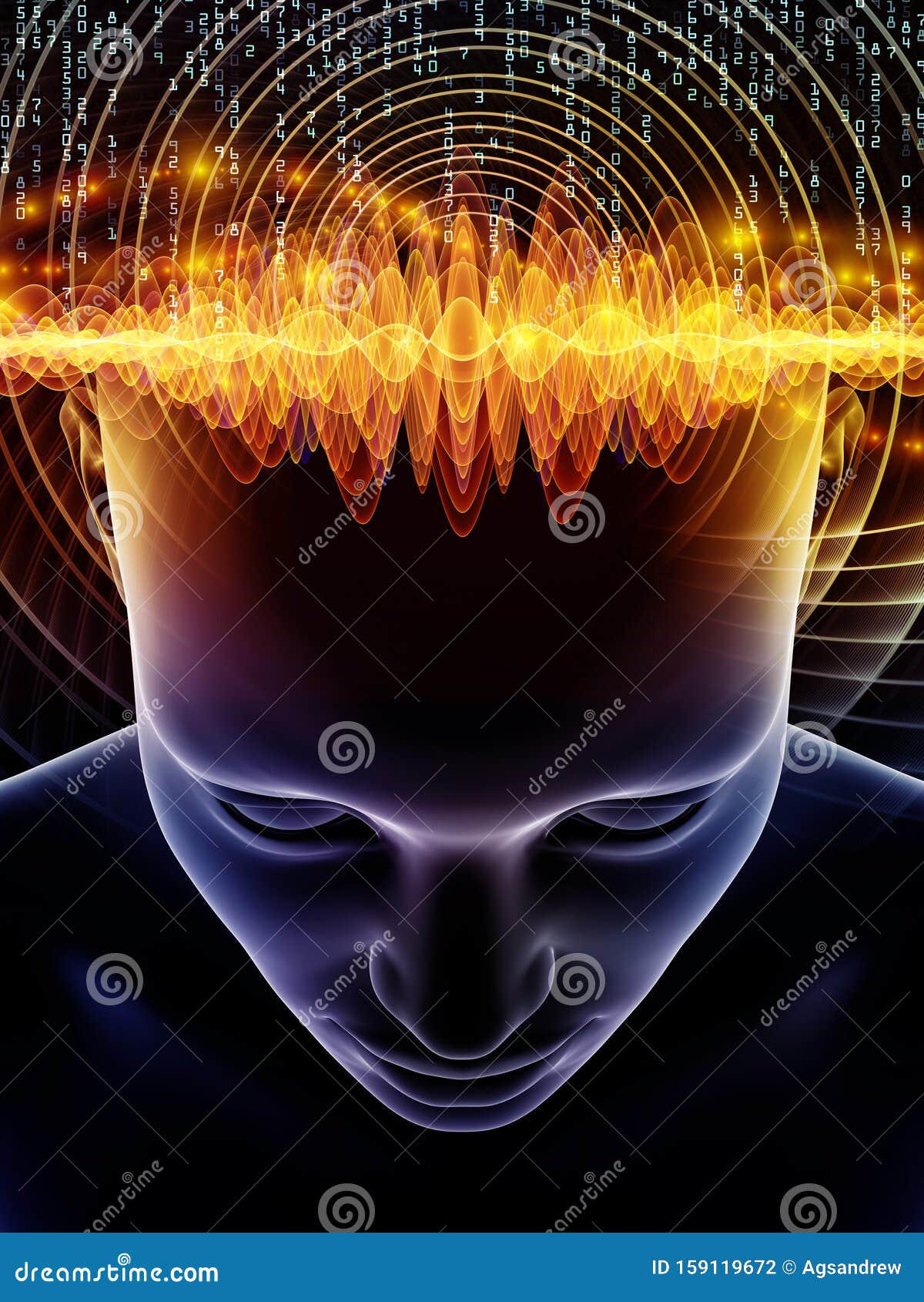 Digital Realms of Thinking stock illustration. Illustration of ...