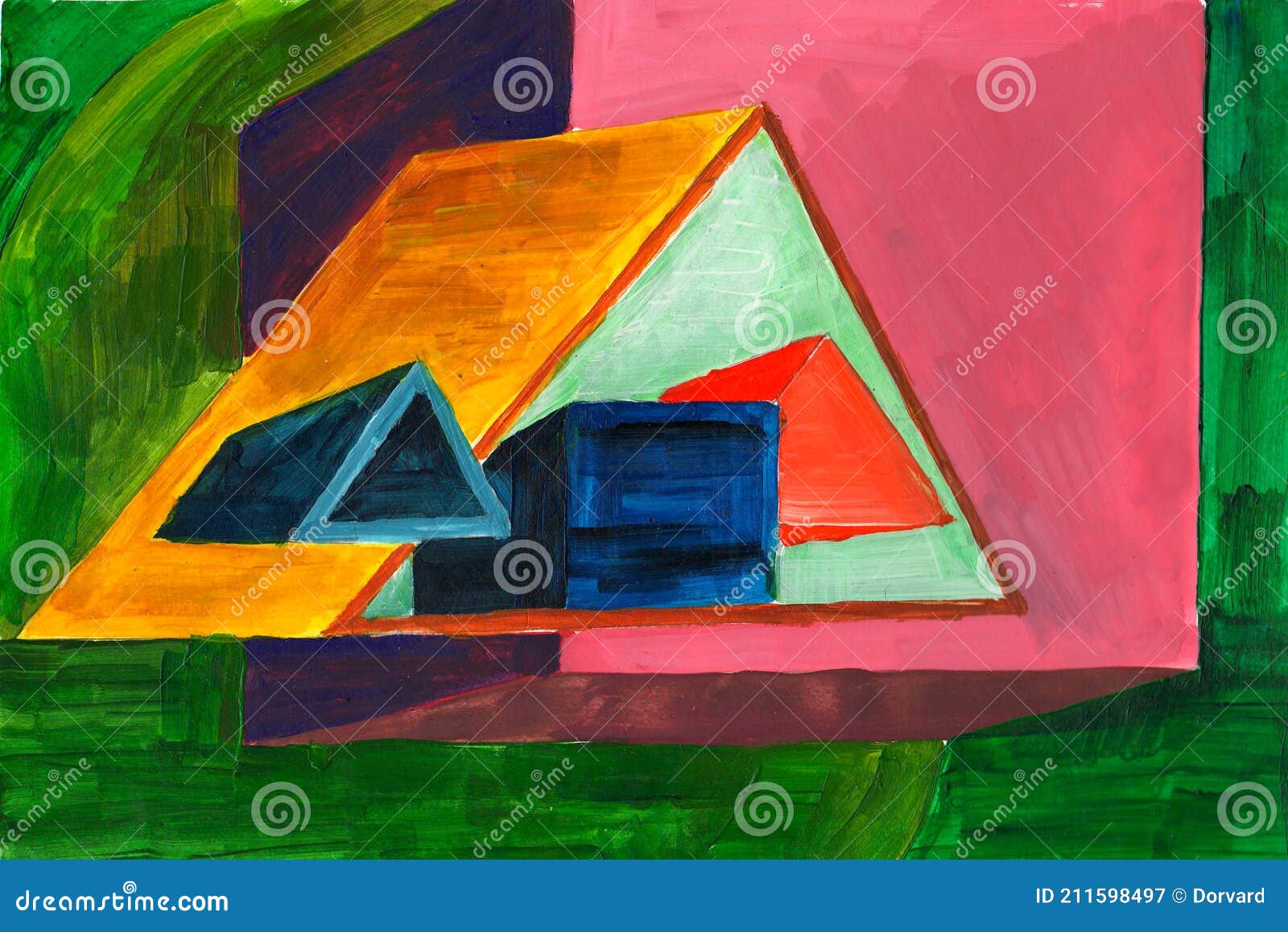 Abstraction Triangular Prisms Paint Color Stock Image - Image of colors ...