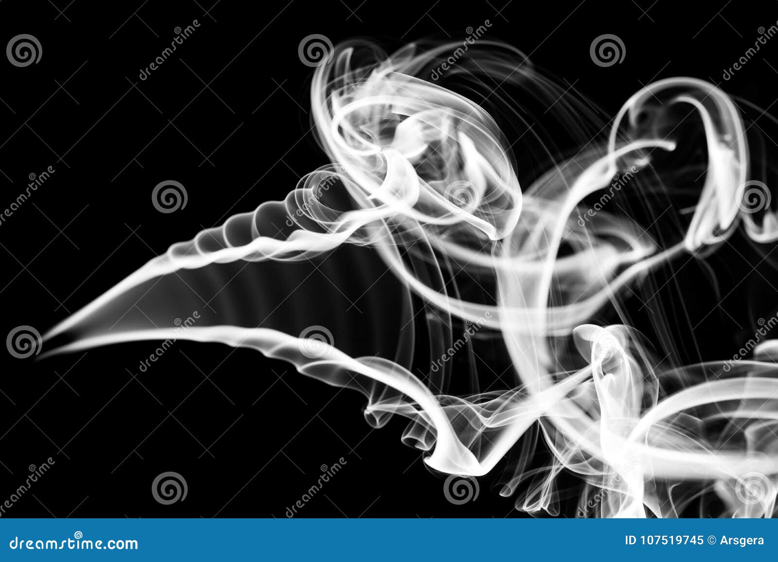 Abstraction: White Smoke Pattern and Curves on Black Stock Image ...