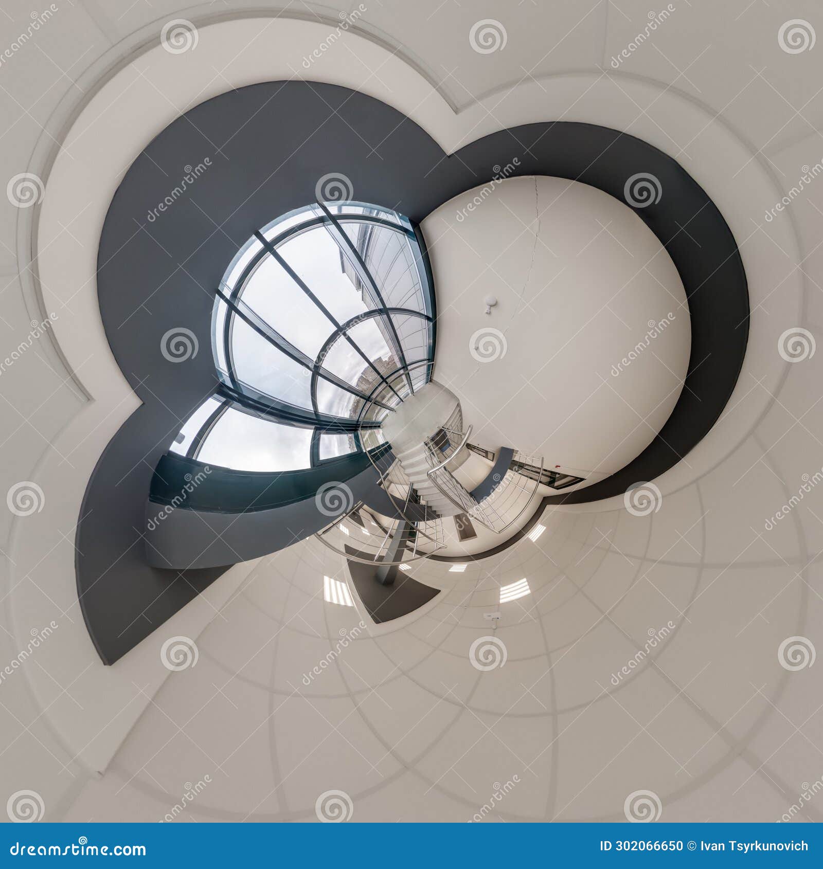 Abstractly Twisted into a Spherical 360 Panorama Interior of a Modern ...
